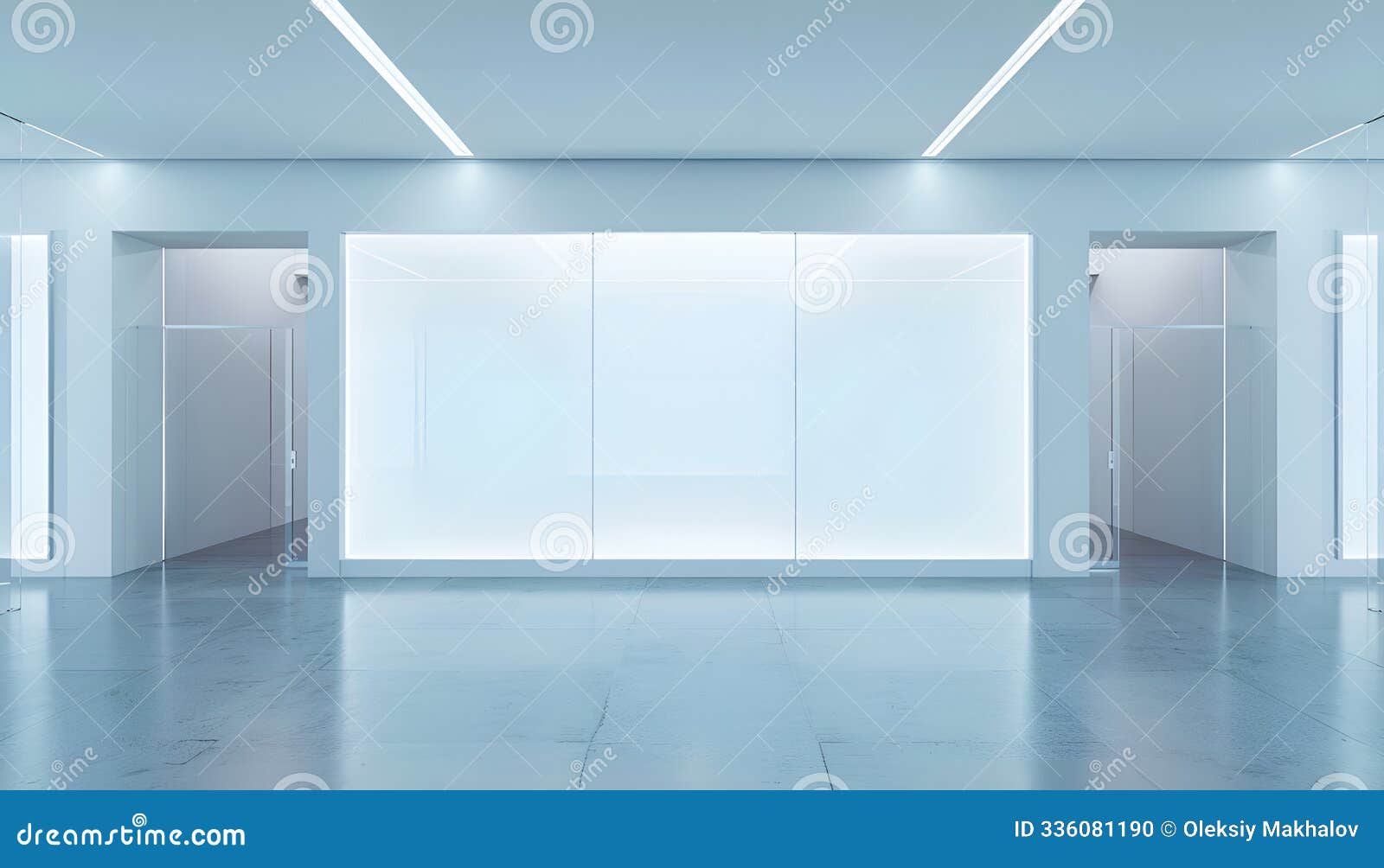 White Storefront Blank Showcases. Empty New Shop Facade Interior, Clean ...