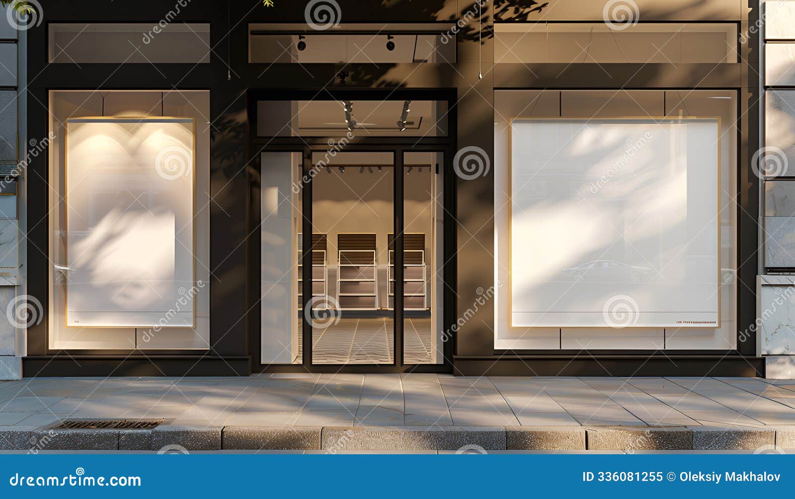 White Storefront Blank Showcases. Empty New Shop Facade Interior, Clean ...