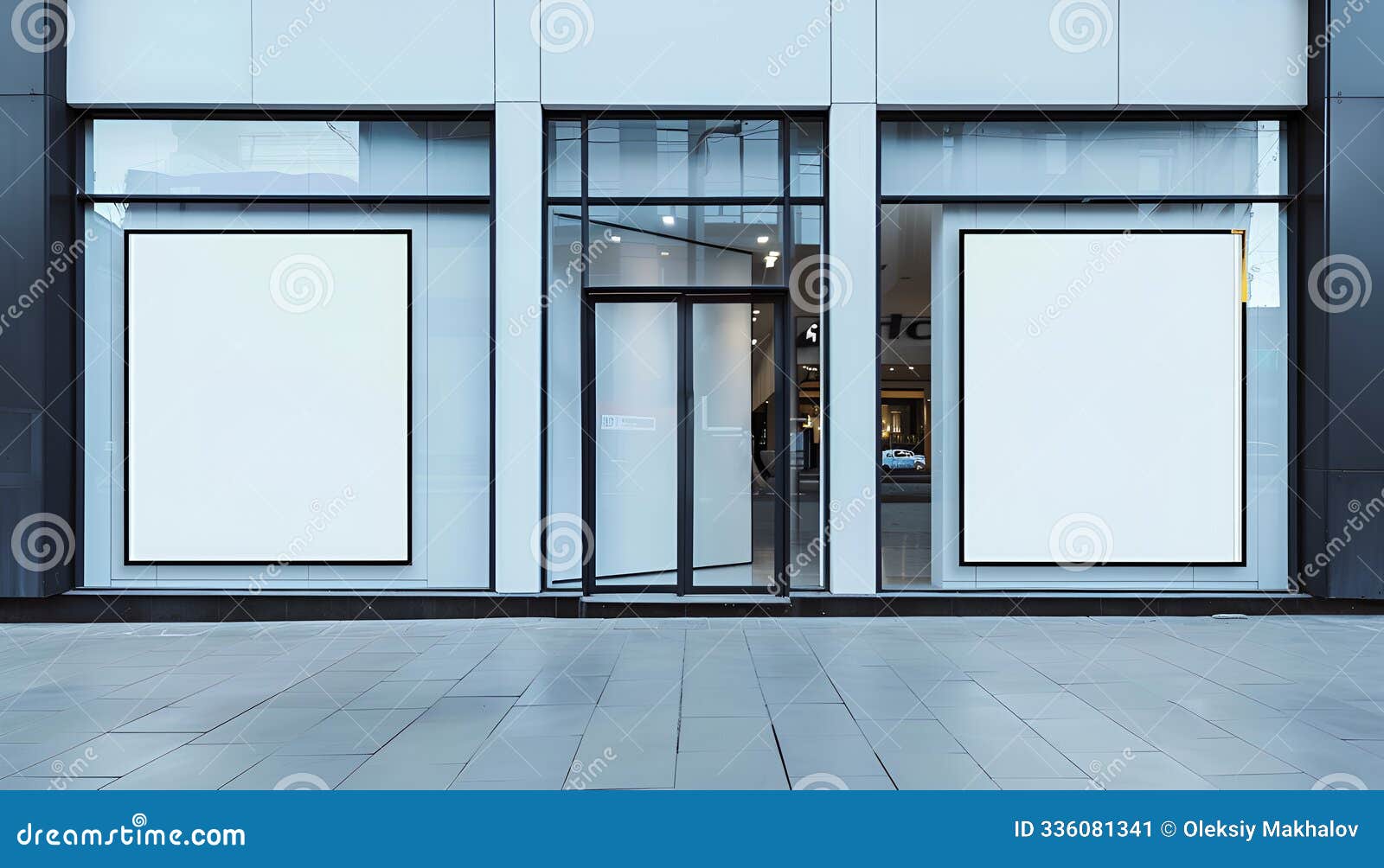 White Storefront Blank Showcases. Empty New Shop Facade Interior, Clean ...
