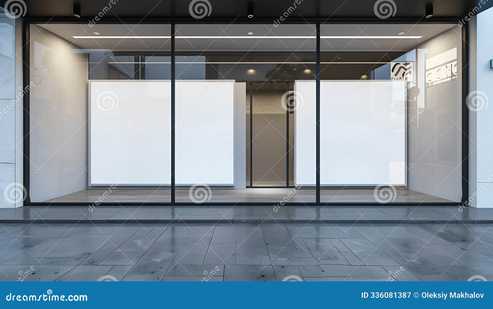 White Storefront Blank Showcases. Empty New Shop Facade Interior, Clean ...