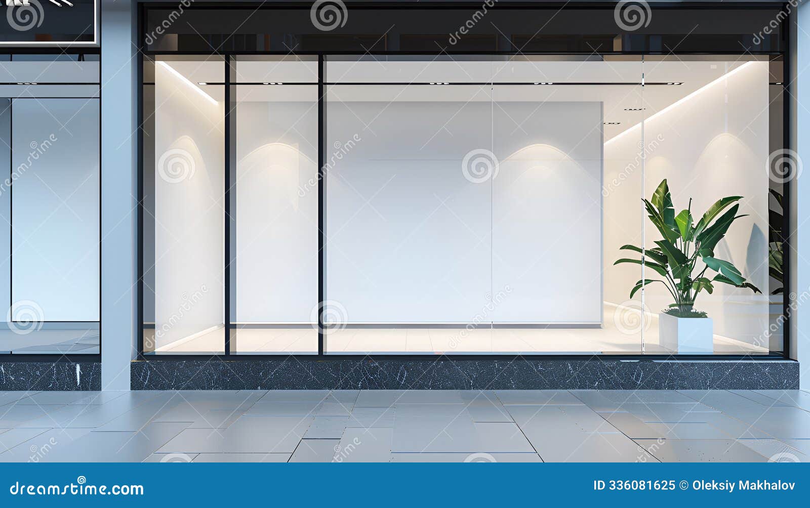 White Storefront Blank Showcases. Empty New Shop Facade Interior, Clean ...