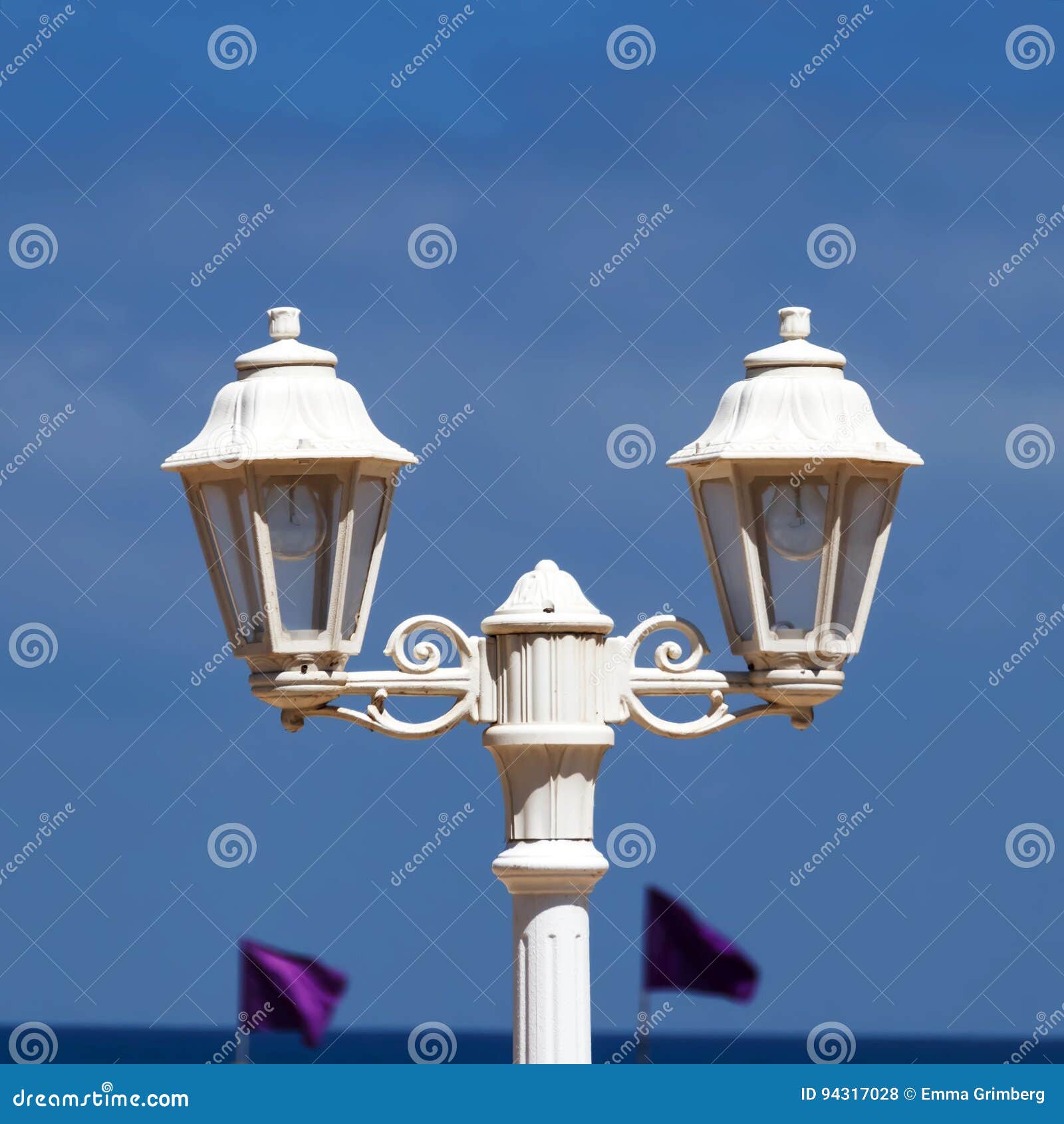 White Street Lights on a Background of Blue Sky Stock Photo - Image of ...
