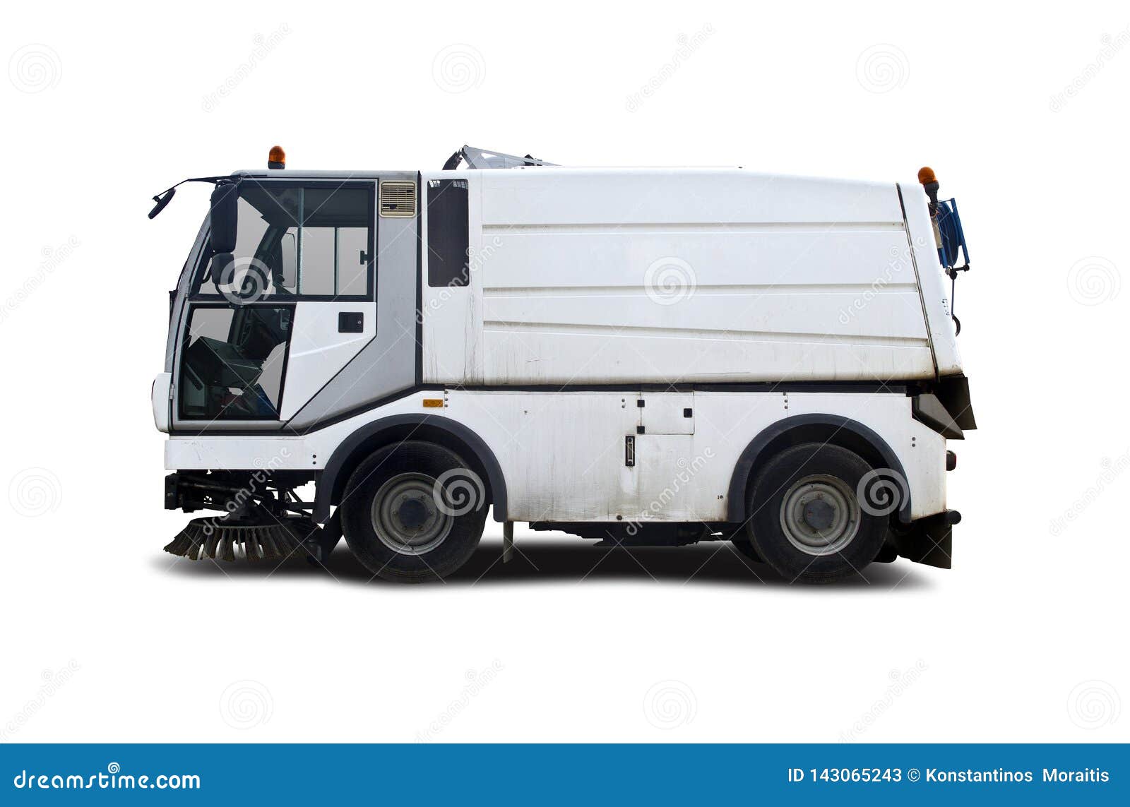 White Street Sweeper on White Stock Image - Image of small, sweeping ...