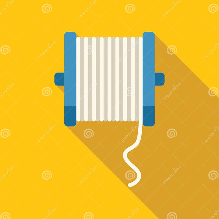 White String Winding Around Blue Spool on Yellow Background Stock ...