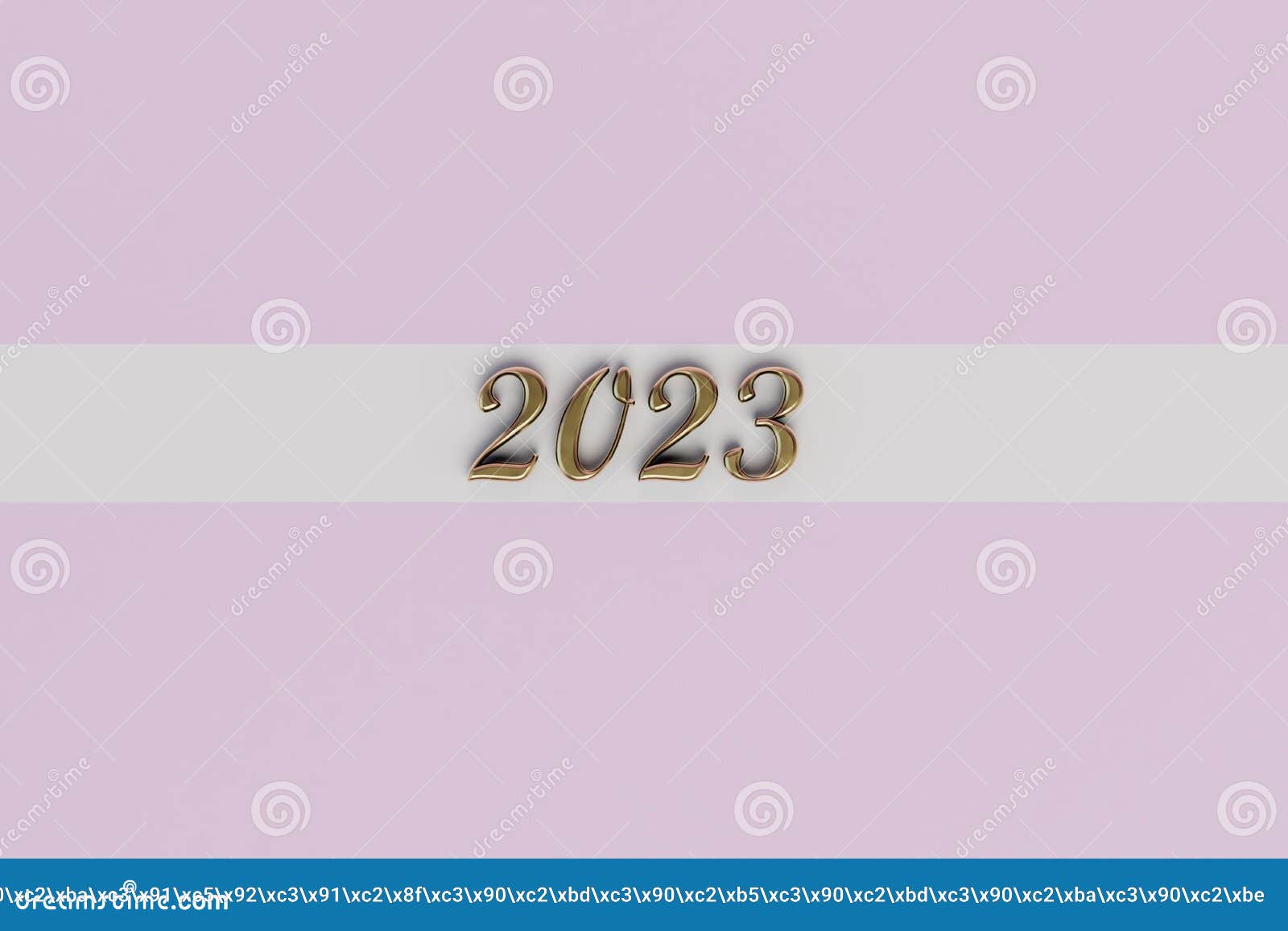 A White Stripe with Golden Numerals 2023 on a Pastel Background. Copy ...
