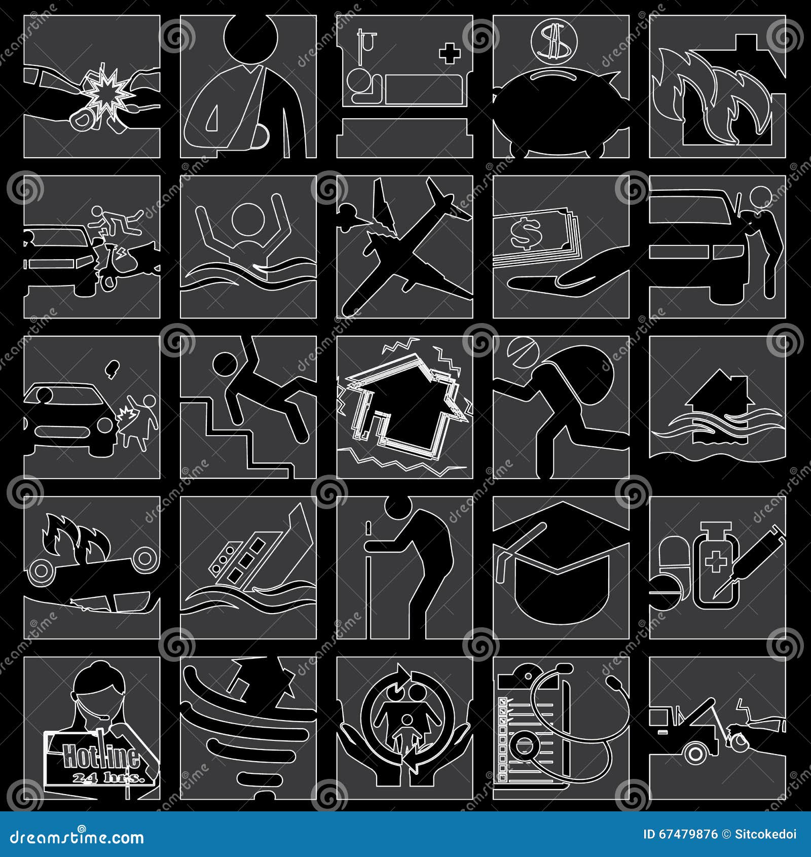 White Stripe Icon on Insurance Stock Vector - Illustration of objects ...