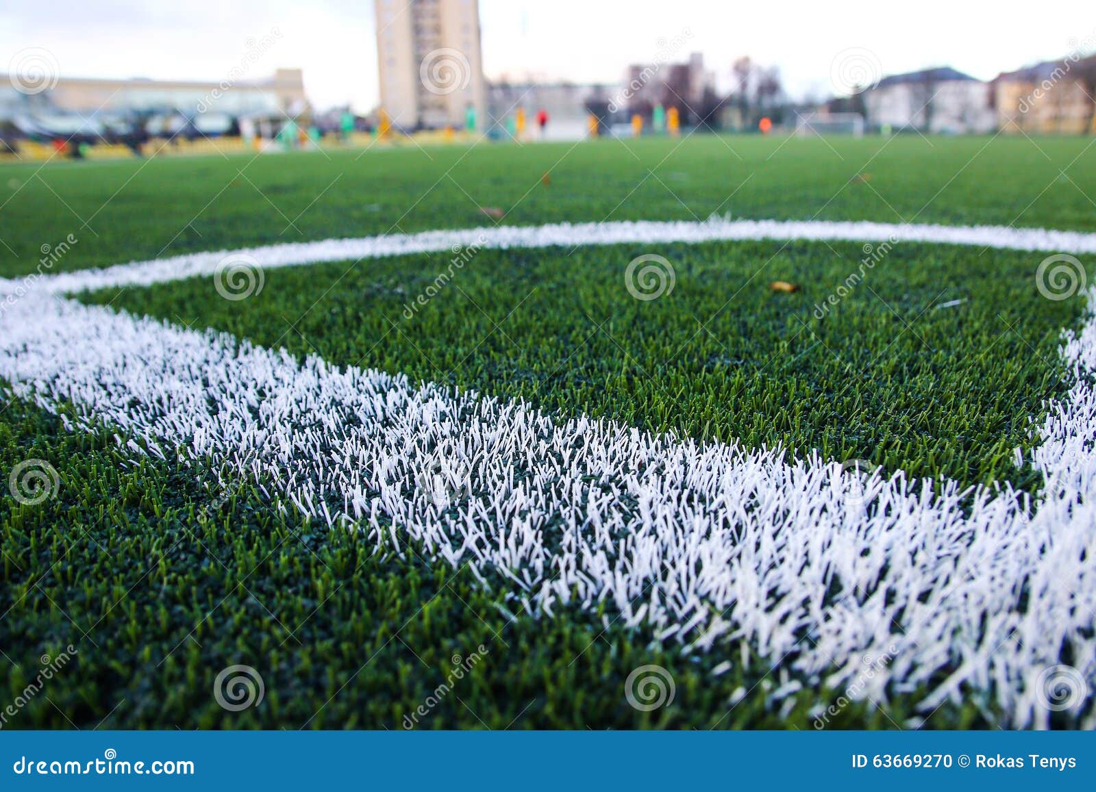Stripes Soccer Field On Blue Floor Background. Stock Photography ...