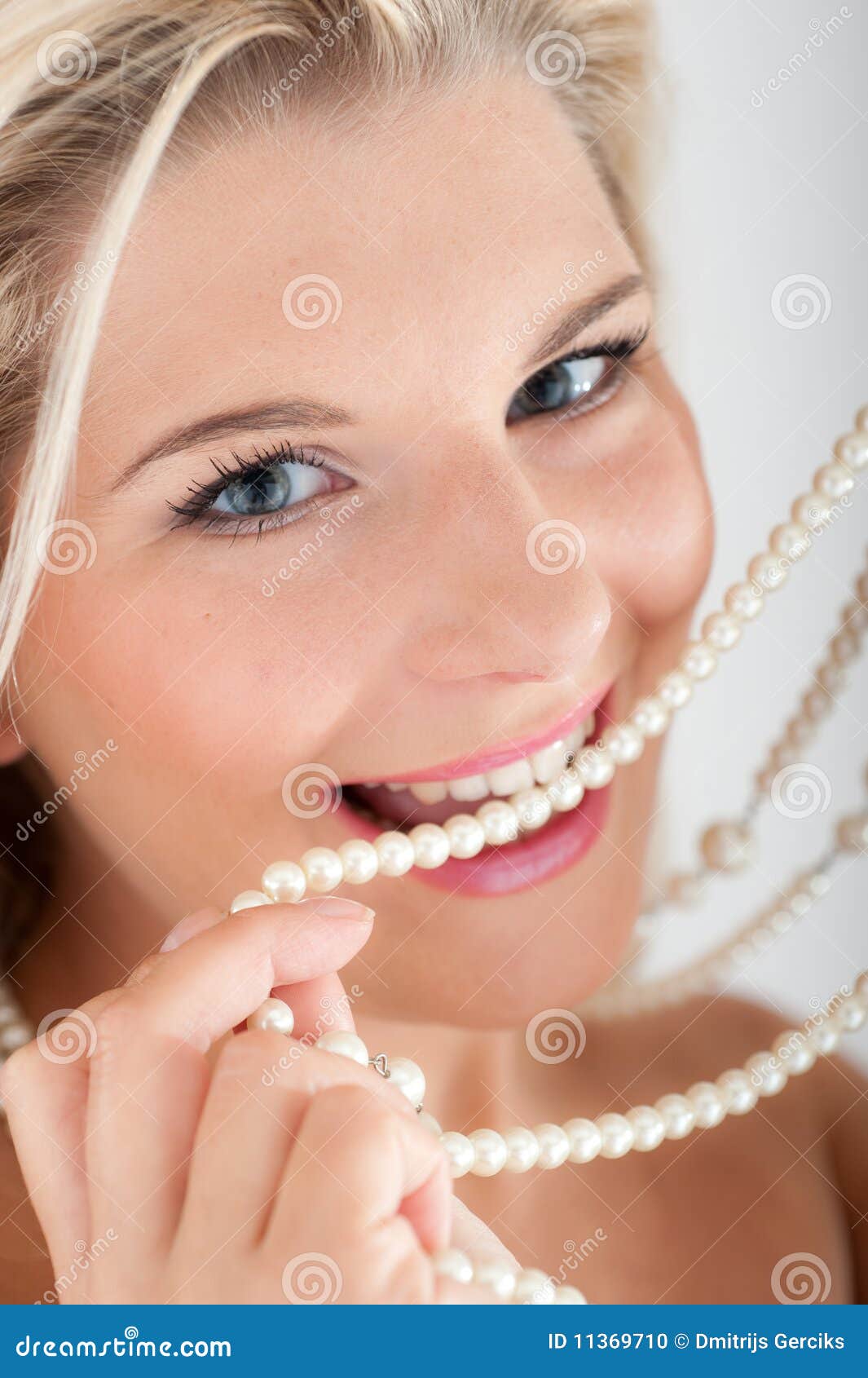 White Strong Teeth and Pearls Stock Photo - Image of female, face: 11369710