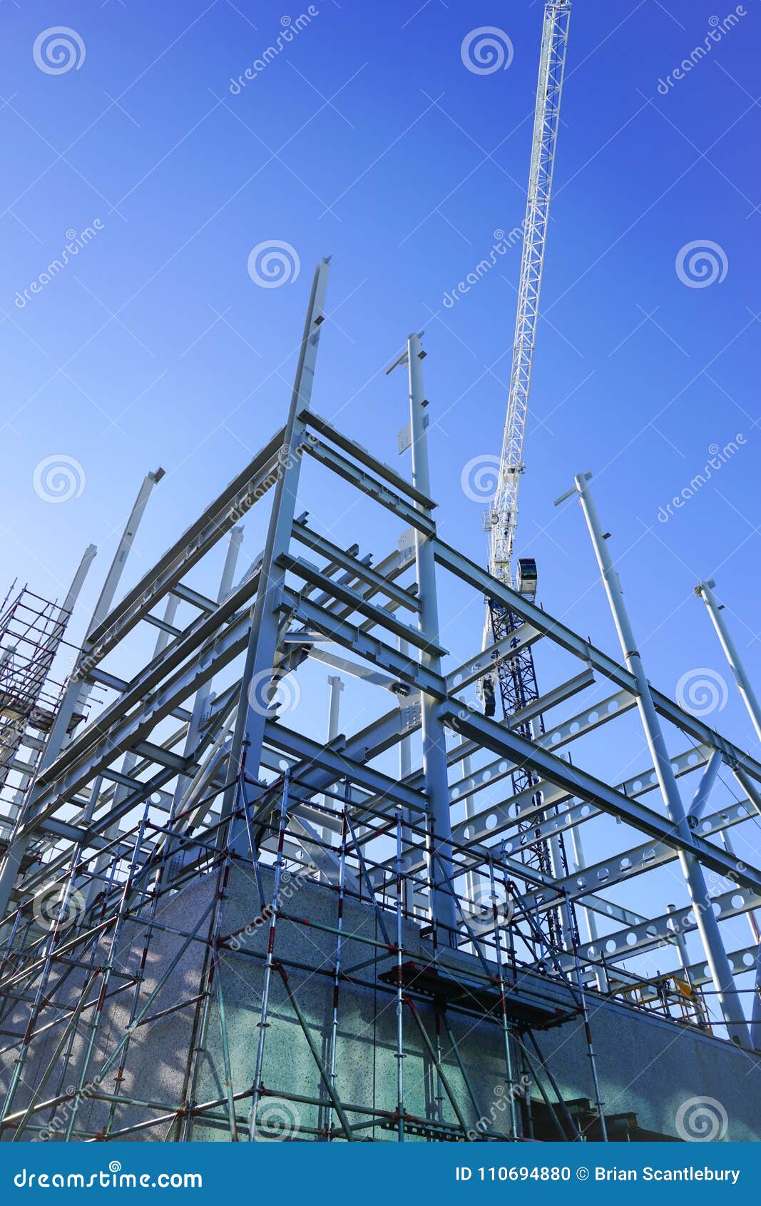 Structural Steel Framework for New Building. Stock Photo - Image of ...
