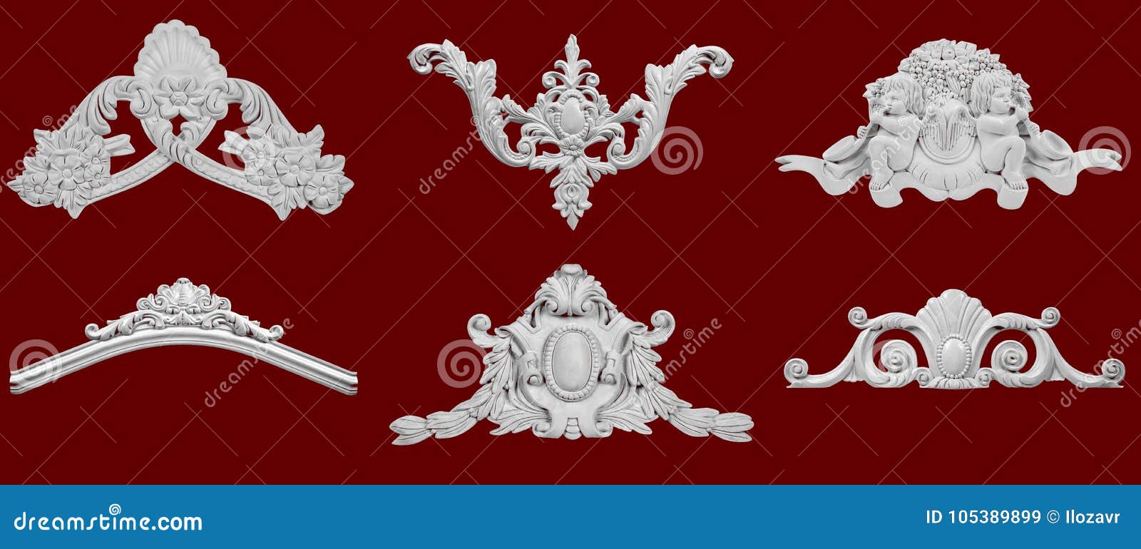 White Stucco Decorations from Plaster with Patterns for an Inter Stock ...