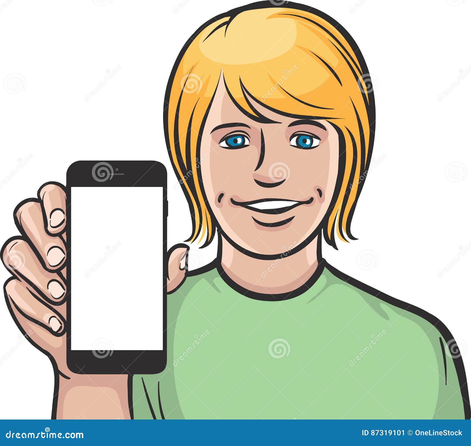 White Student Showing a Mobile App on a Smart Phone Stock Vector ...