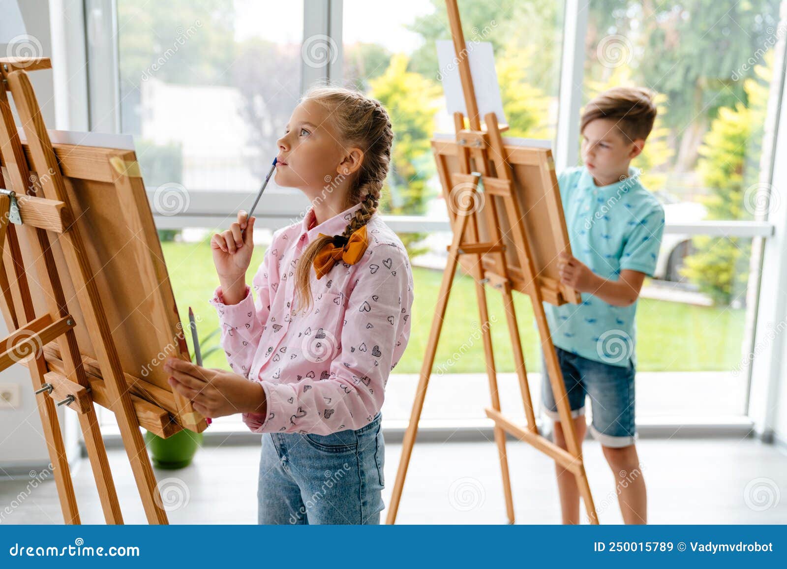 White Students Drawing during Class in Art School Stock Image - Image ...