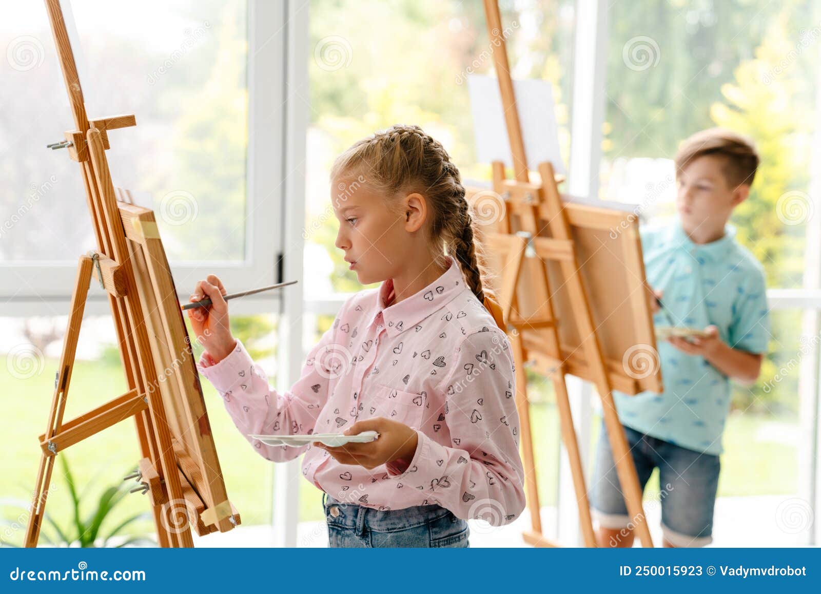 White Students Drawing during Class in Art School Stock Image - Image ...
