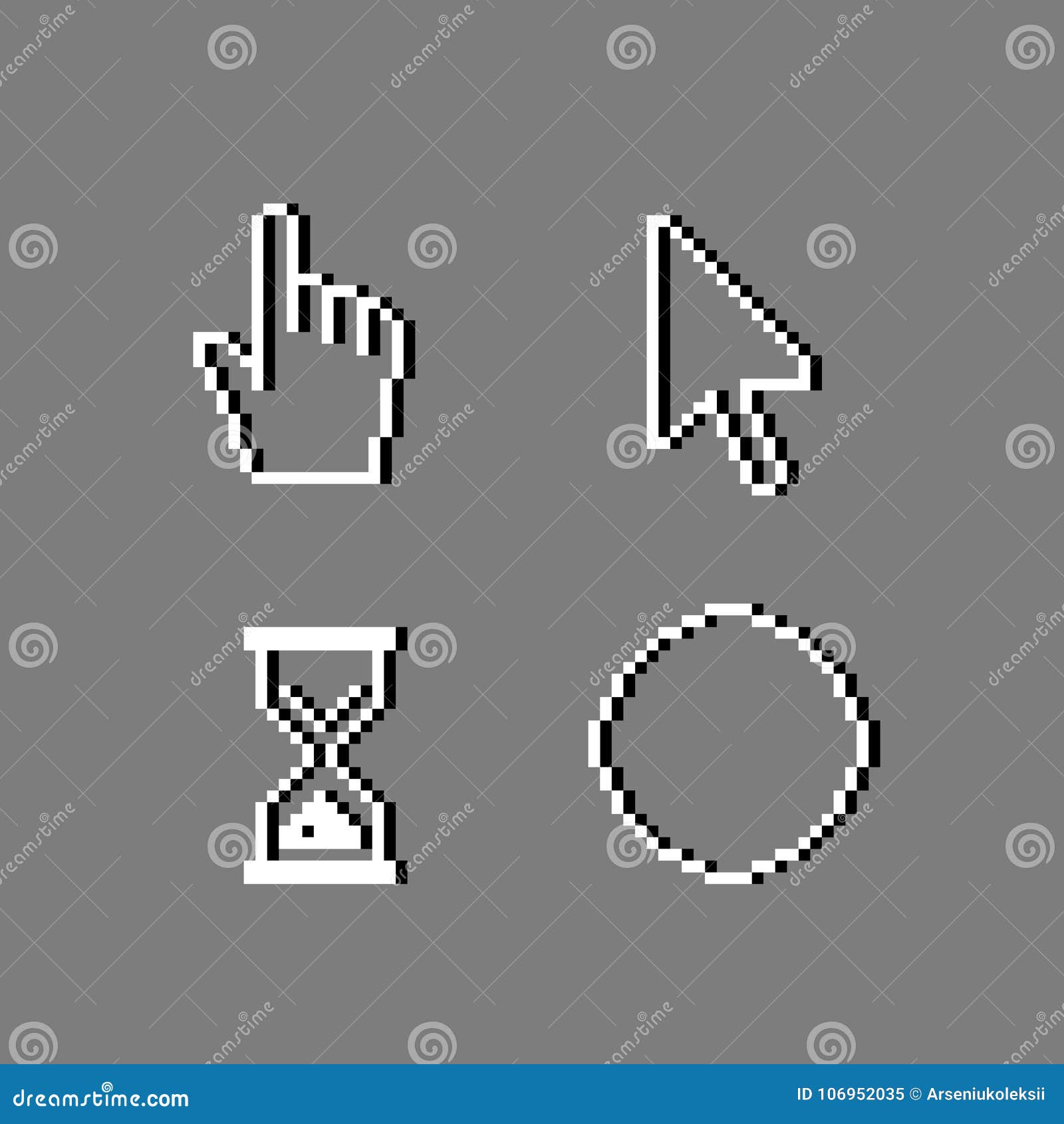 White Style Desktop Pointer Icons Stock Vector - Illustration of hover ...