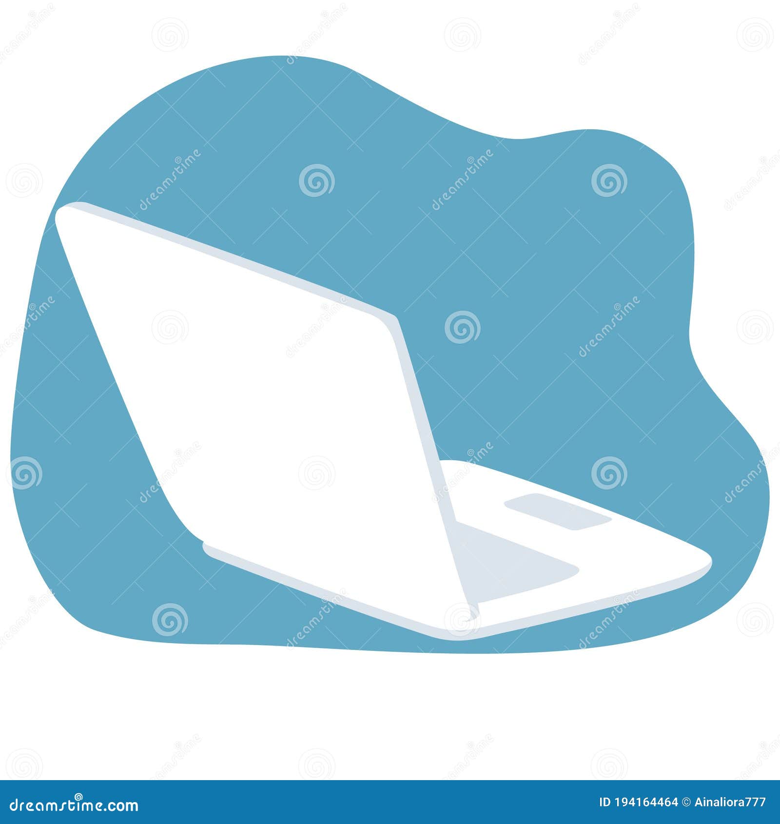 White Stylish Open Laptop Back View. Gadget for Work or Study and ...