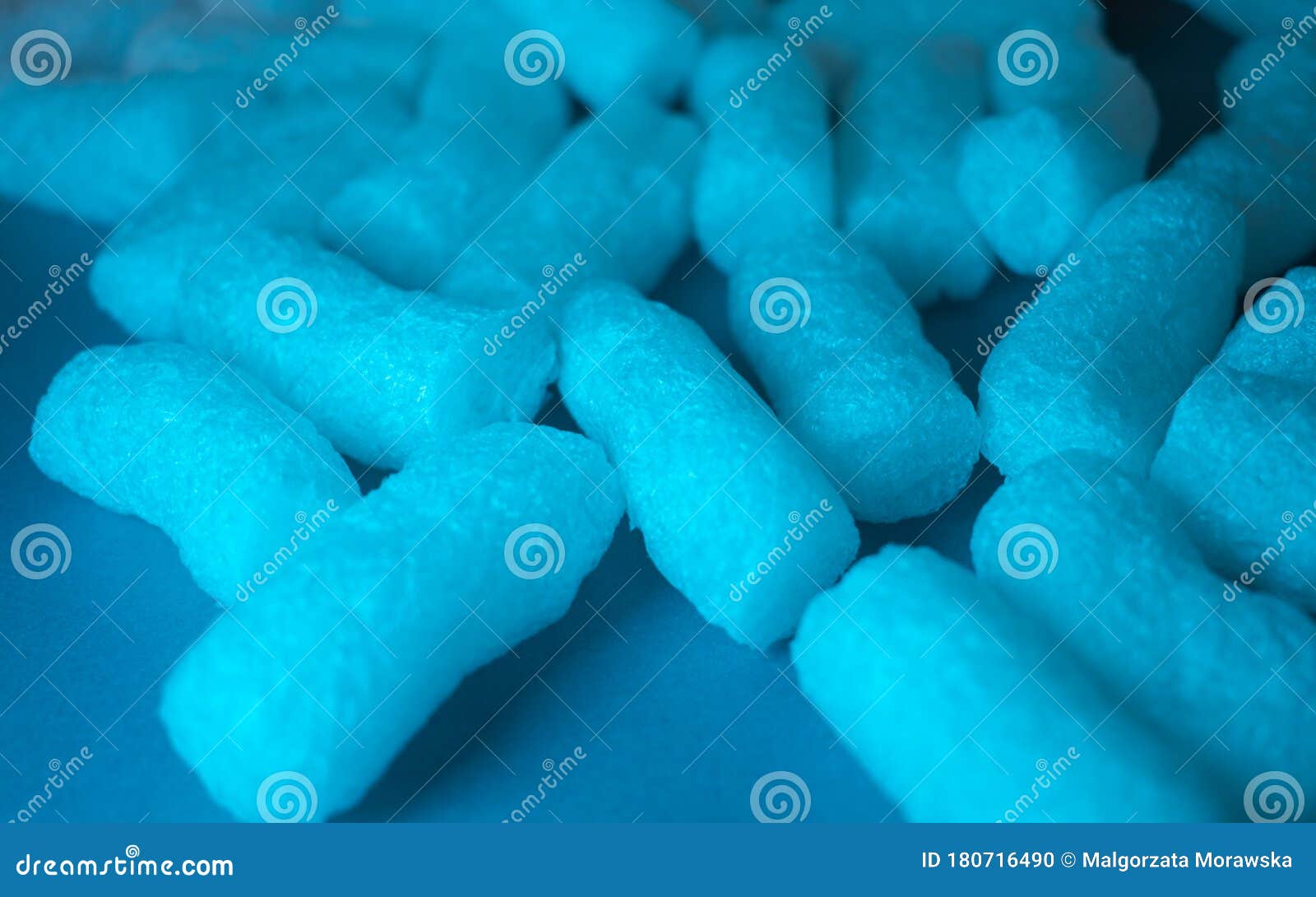 White Styrofoam Filling Pieces in Blue Light, Parcel Packing Materials ...