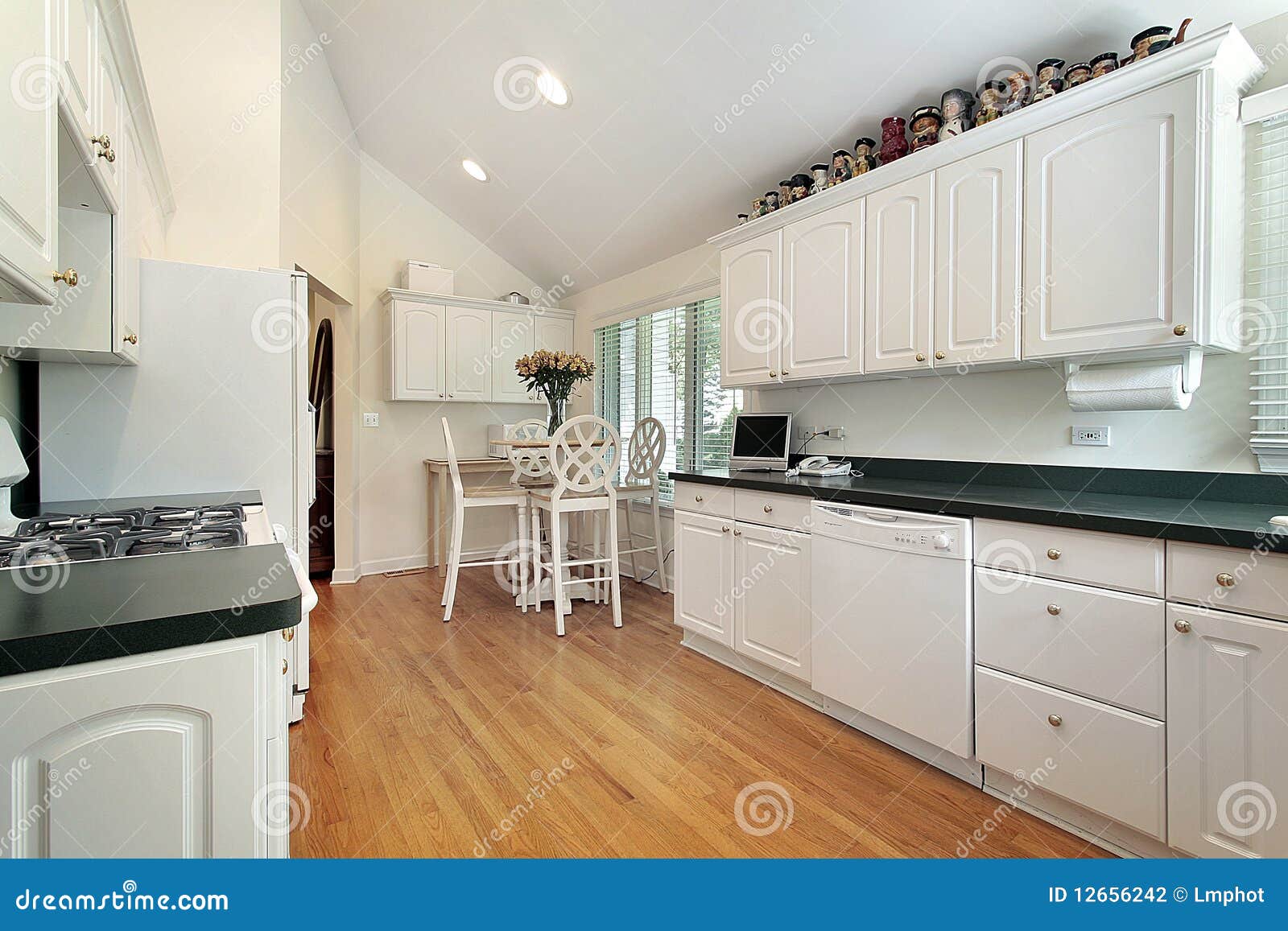 White suburban kitchen stock photo. Image of upscale - 12656242