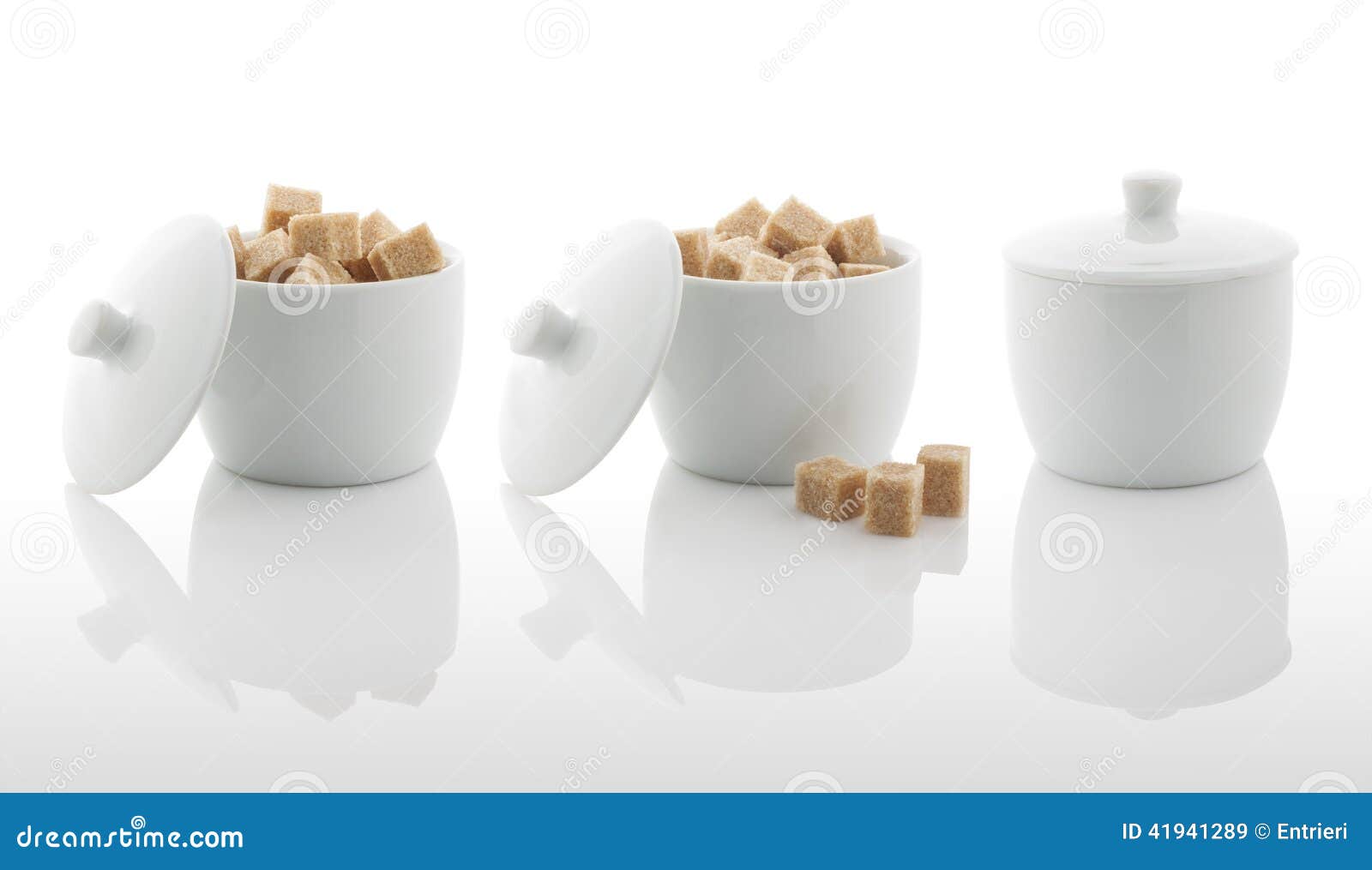 White Sugar Bowl and Brown Sugar Cubes Stock Image - Image of select ...
