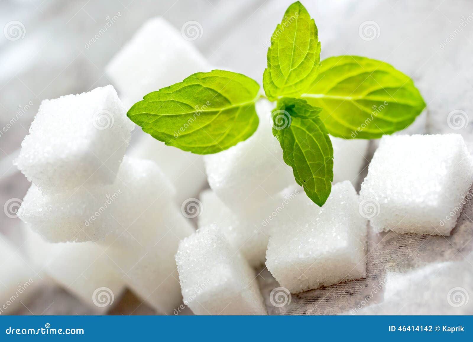 White Sugar Cubes with Fresh Mint Stock Photo - Image of cooking ...