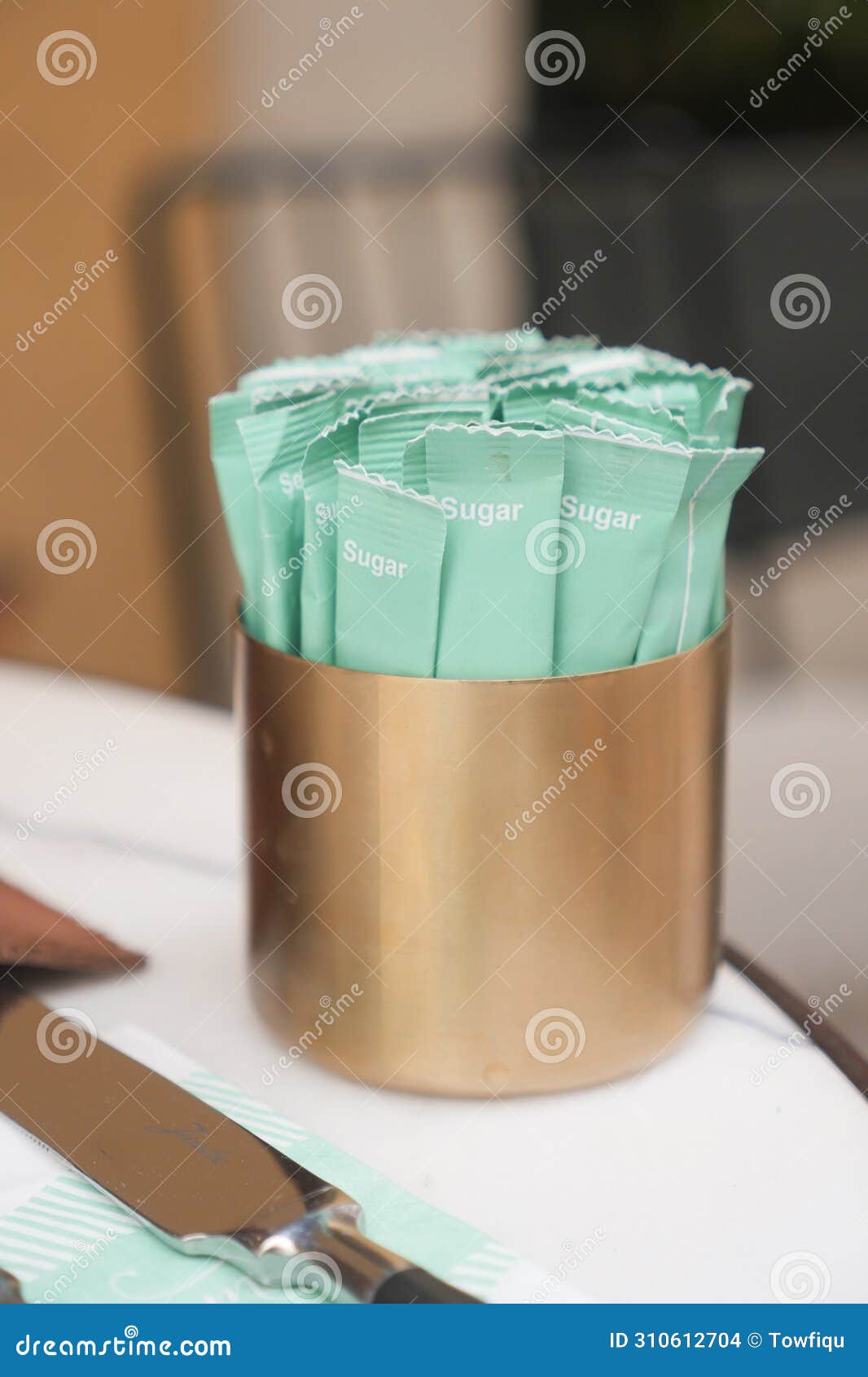 White Sugar in a Paper Packet on Table Stock Photo - Image of calorie ...