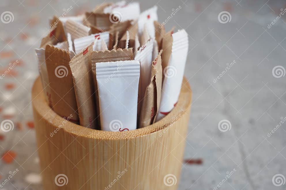 White Sugar in a Paper Packet on Table Stock Photo - Image of flavor ...