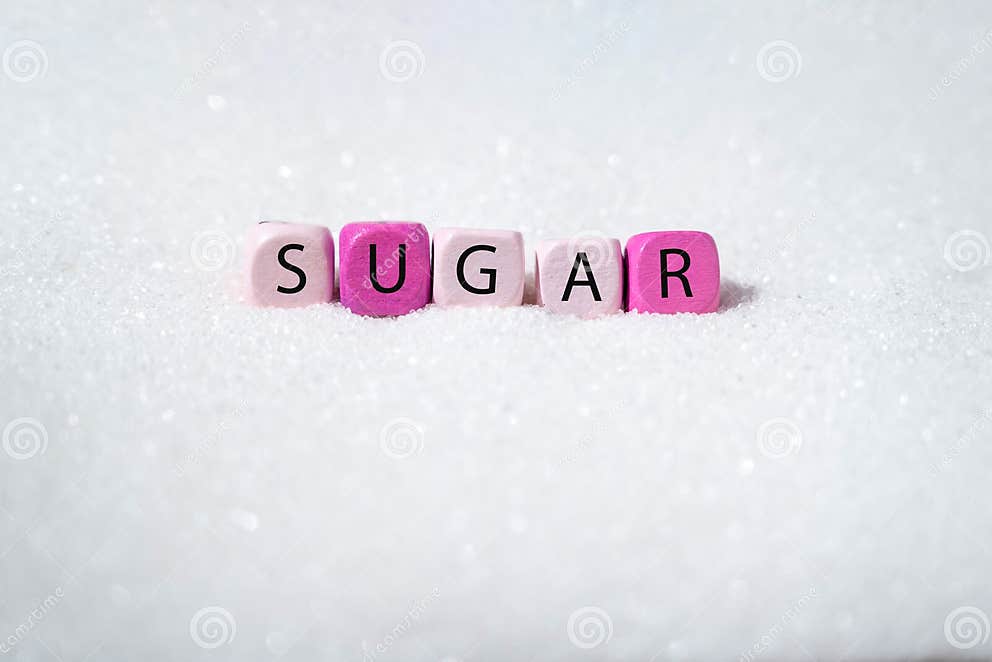 White Sugar, Sugar Word Cubes Over White Cane Sugar. Stock Photo ...
