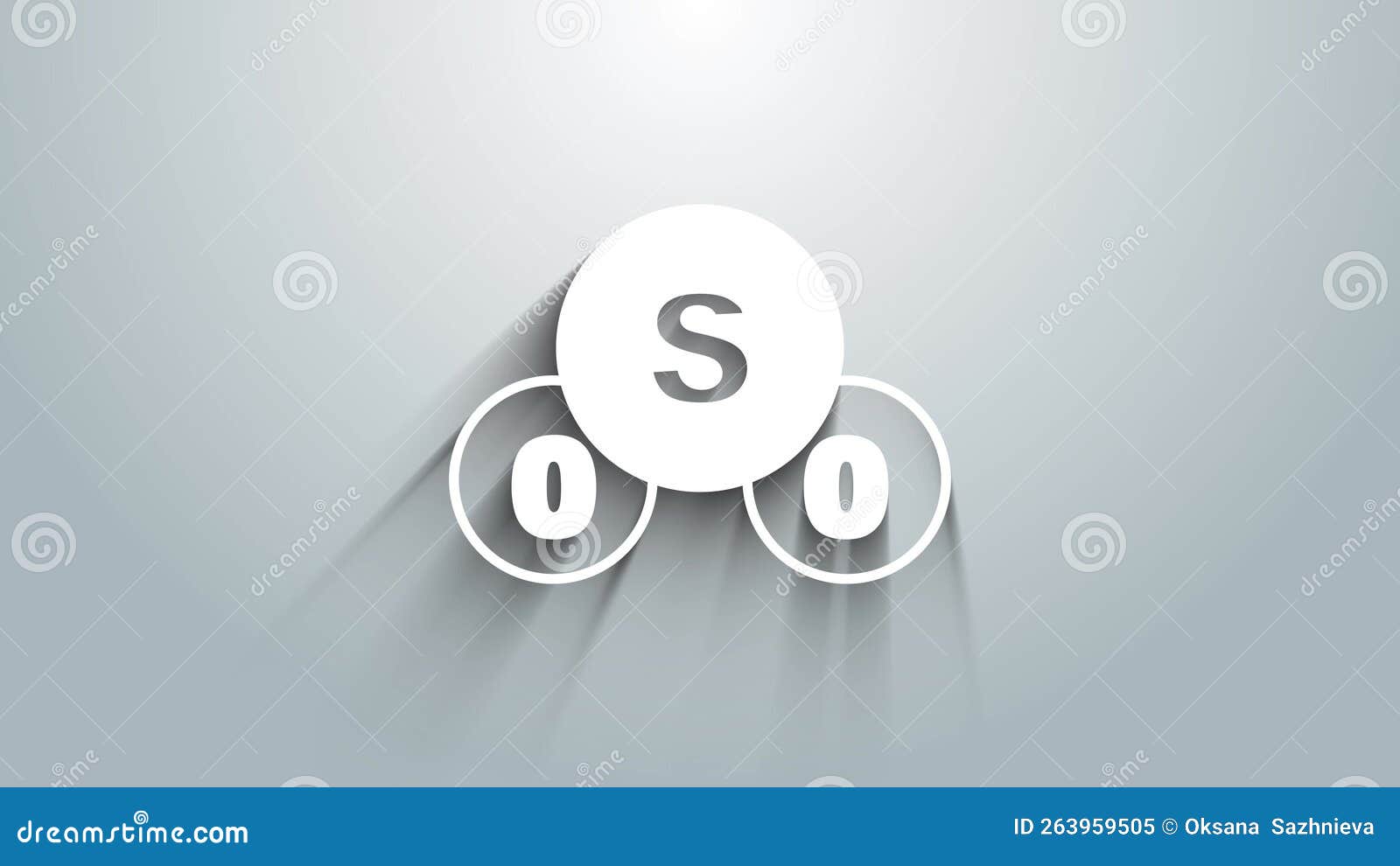 White Sulfur Dioxide SO2 Gas Molecule Icon Isolated on Grey Background ...