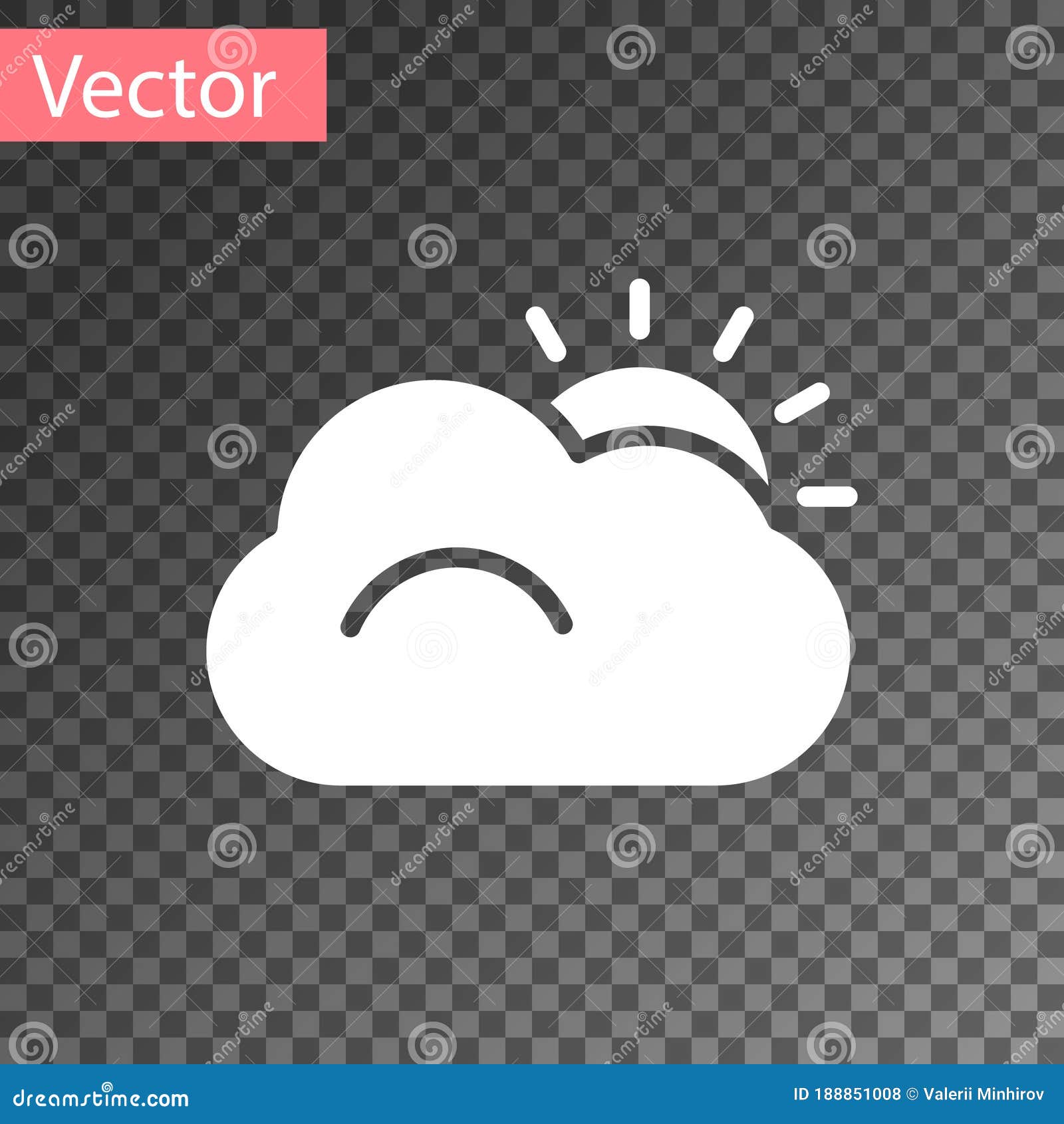 White Sun and Cloud Weather Icon Isolated on Transparent Background ...