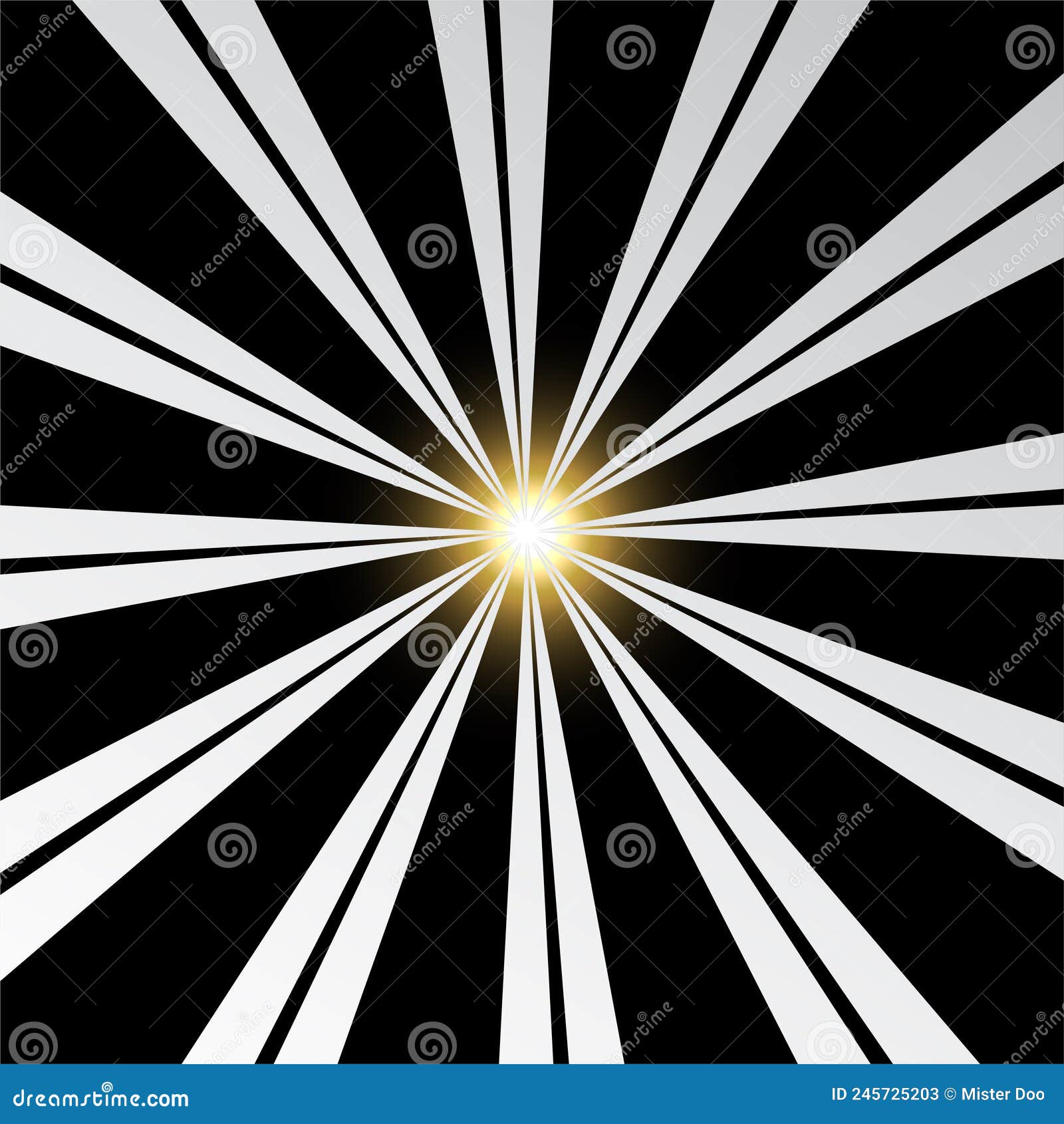White Sunburst Pattern Vector Illustration Isolated on Black Background ...