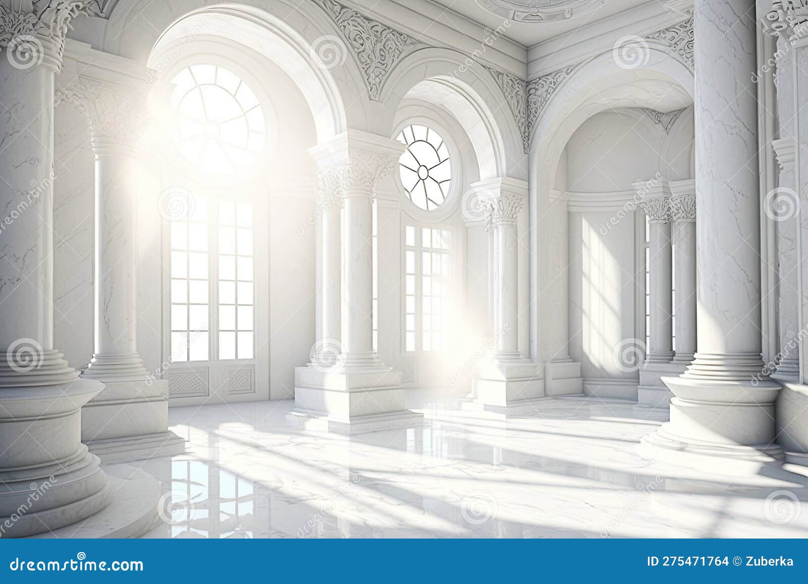 White Sunny Marble Luxury Palace Interior Stock Illustration ...