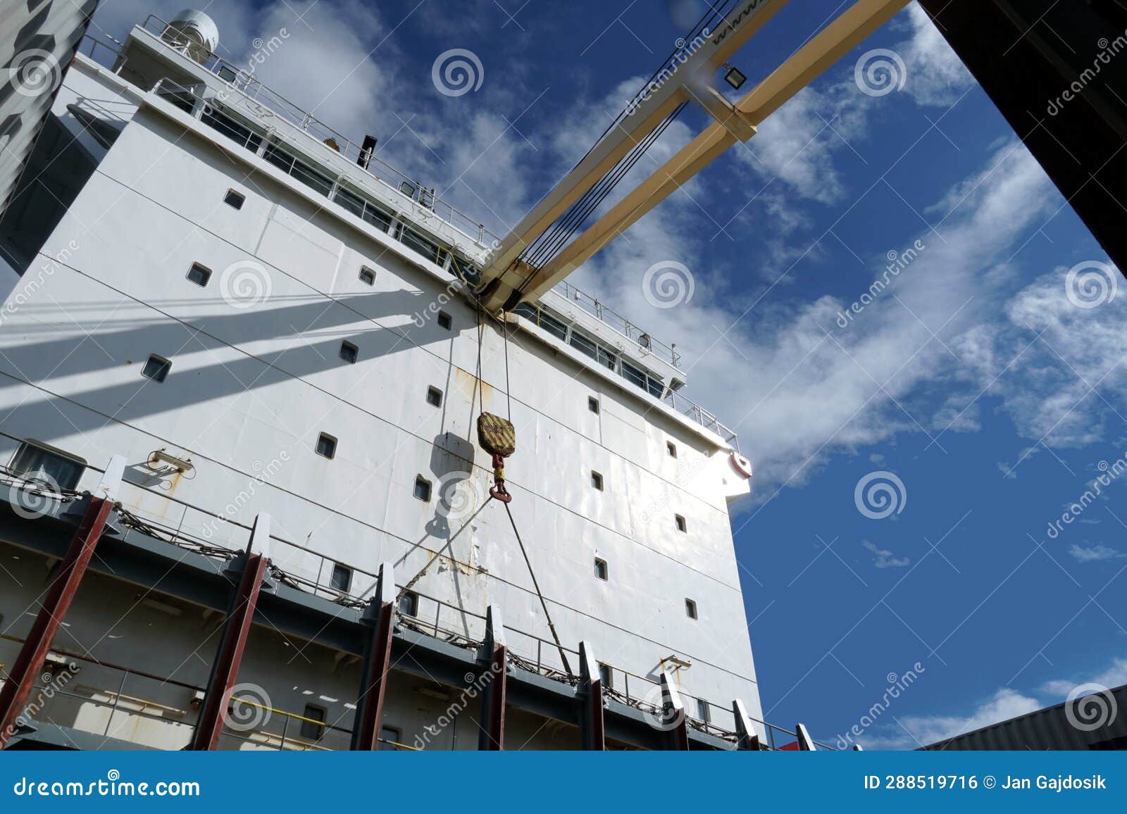 White Superstructure with Navigational Bridge on the Merchant Container ...
