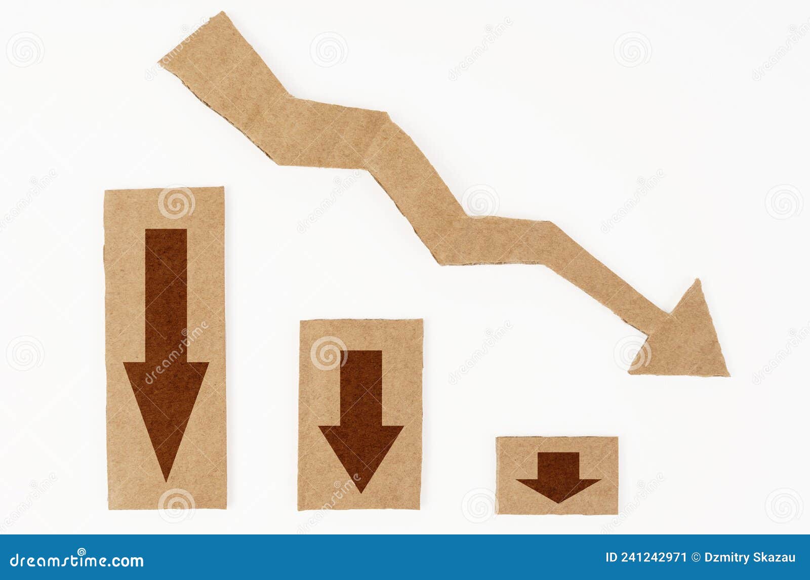 On a White Surface is a Graph and a Cardboard Arrow, with Down Arrows ...