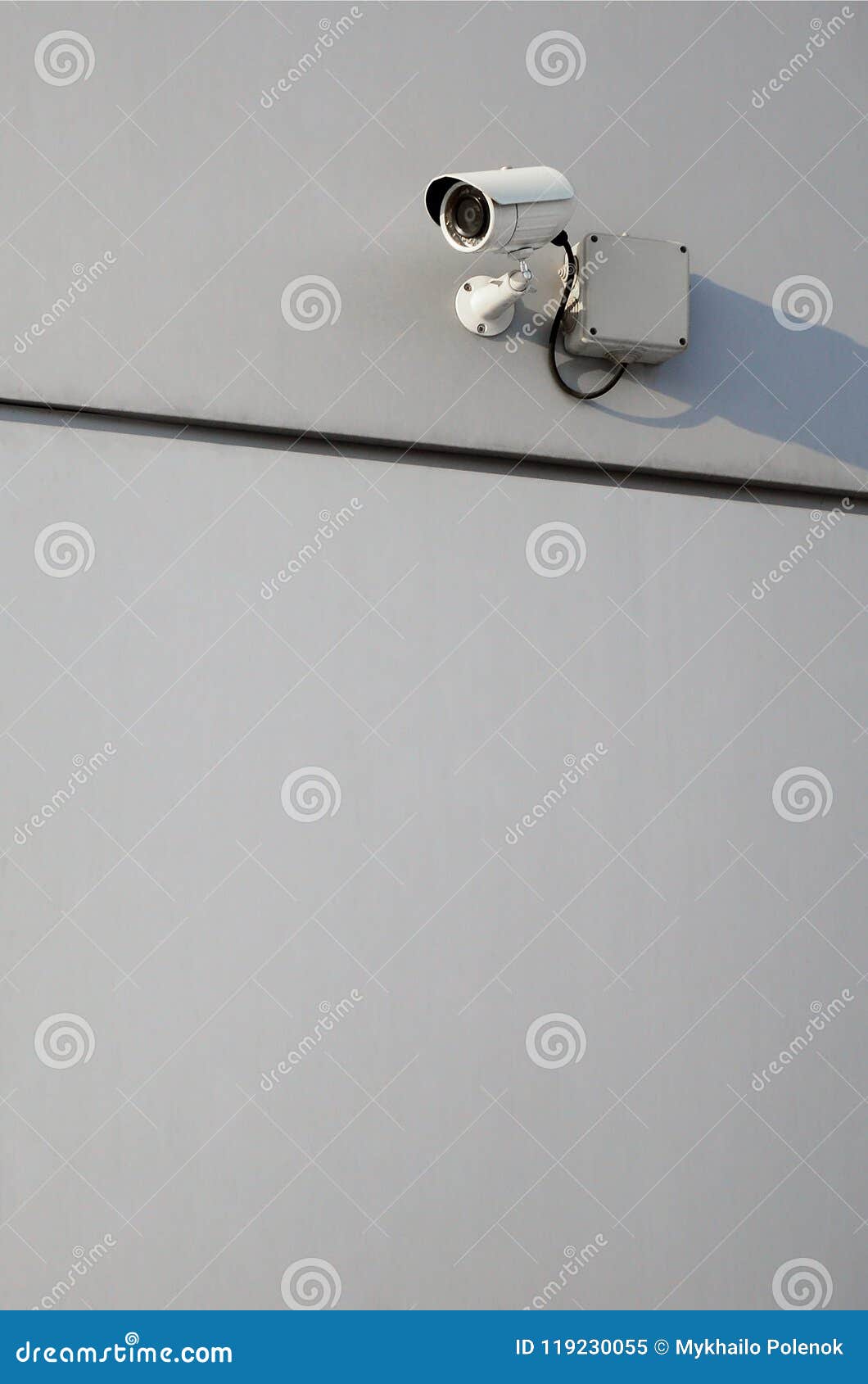 White Surveillance Camera Built into the Metal Wall of the Offic Stock ...