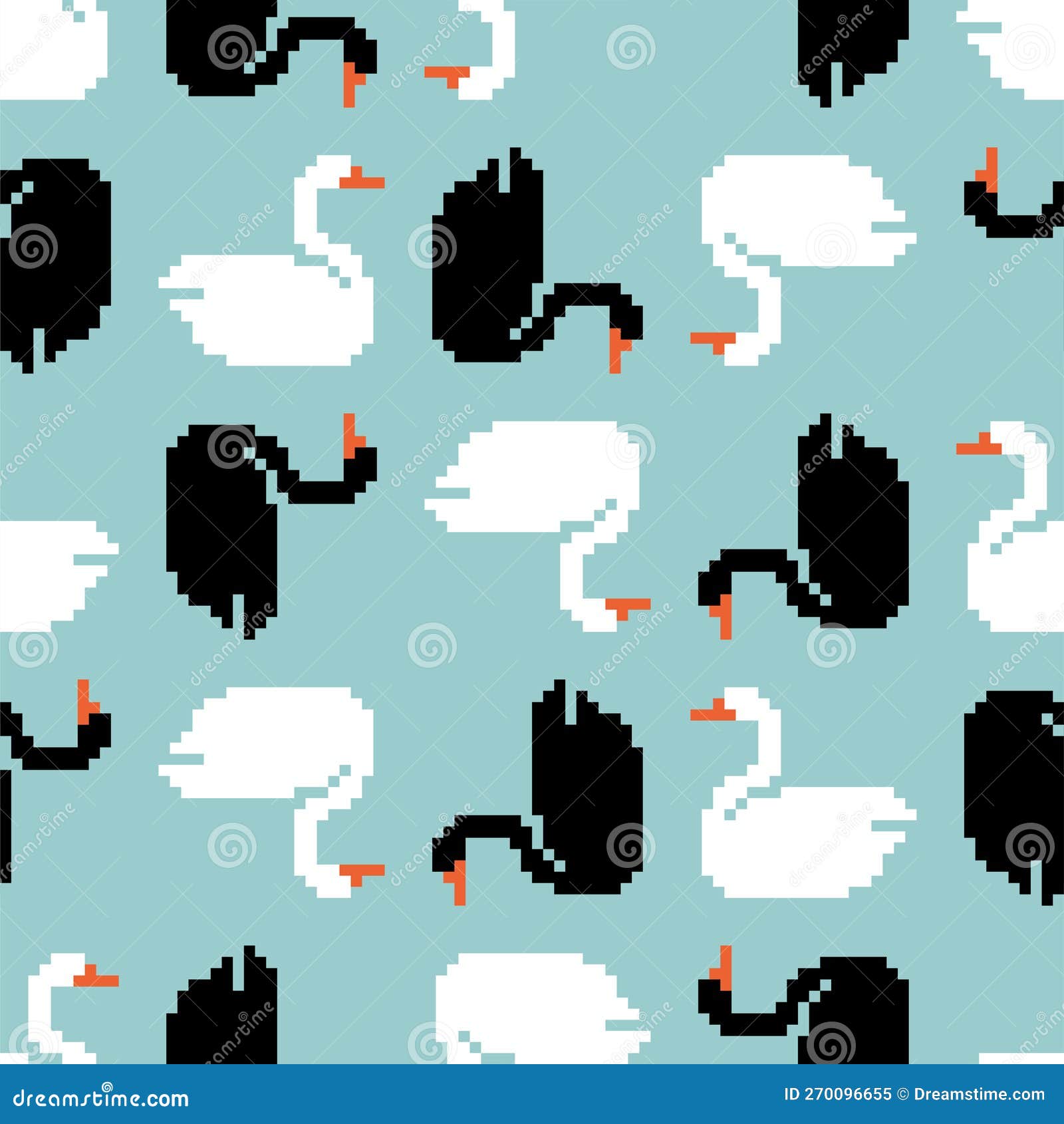 White Swan Pixel Art Pattern Seamless. 8 Bit Pixelated Texture Stock ...