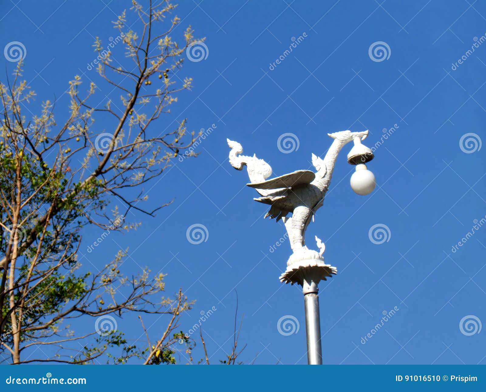 White Swan Sculpture Light with Blue Sky. Stock Photo - Image of ...