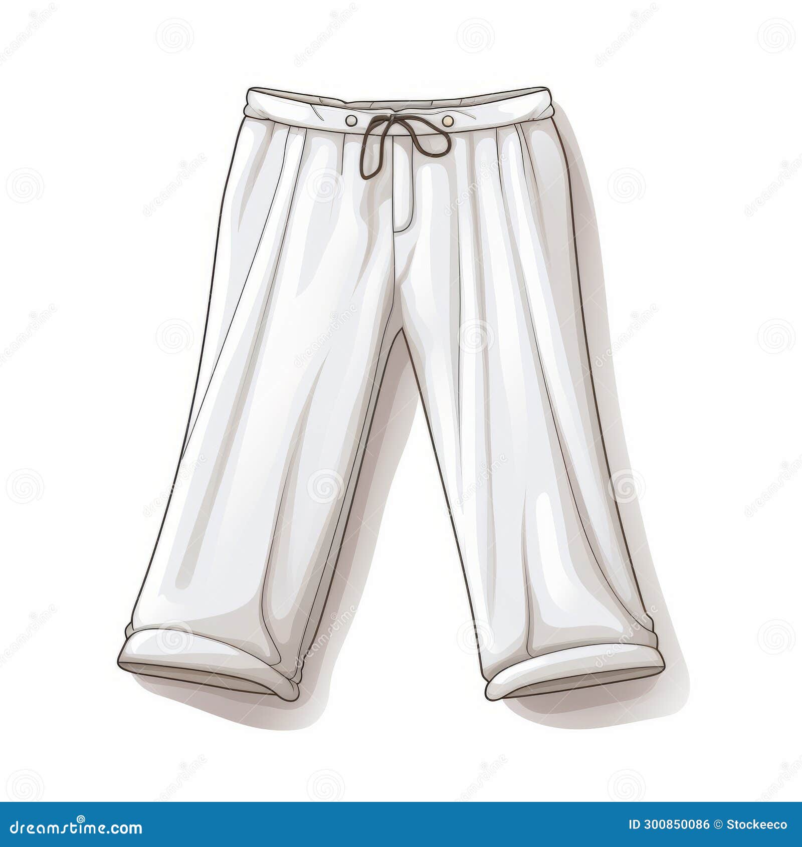 Hand Drawn White Pants on White Background with Heavy Shading Stock ...