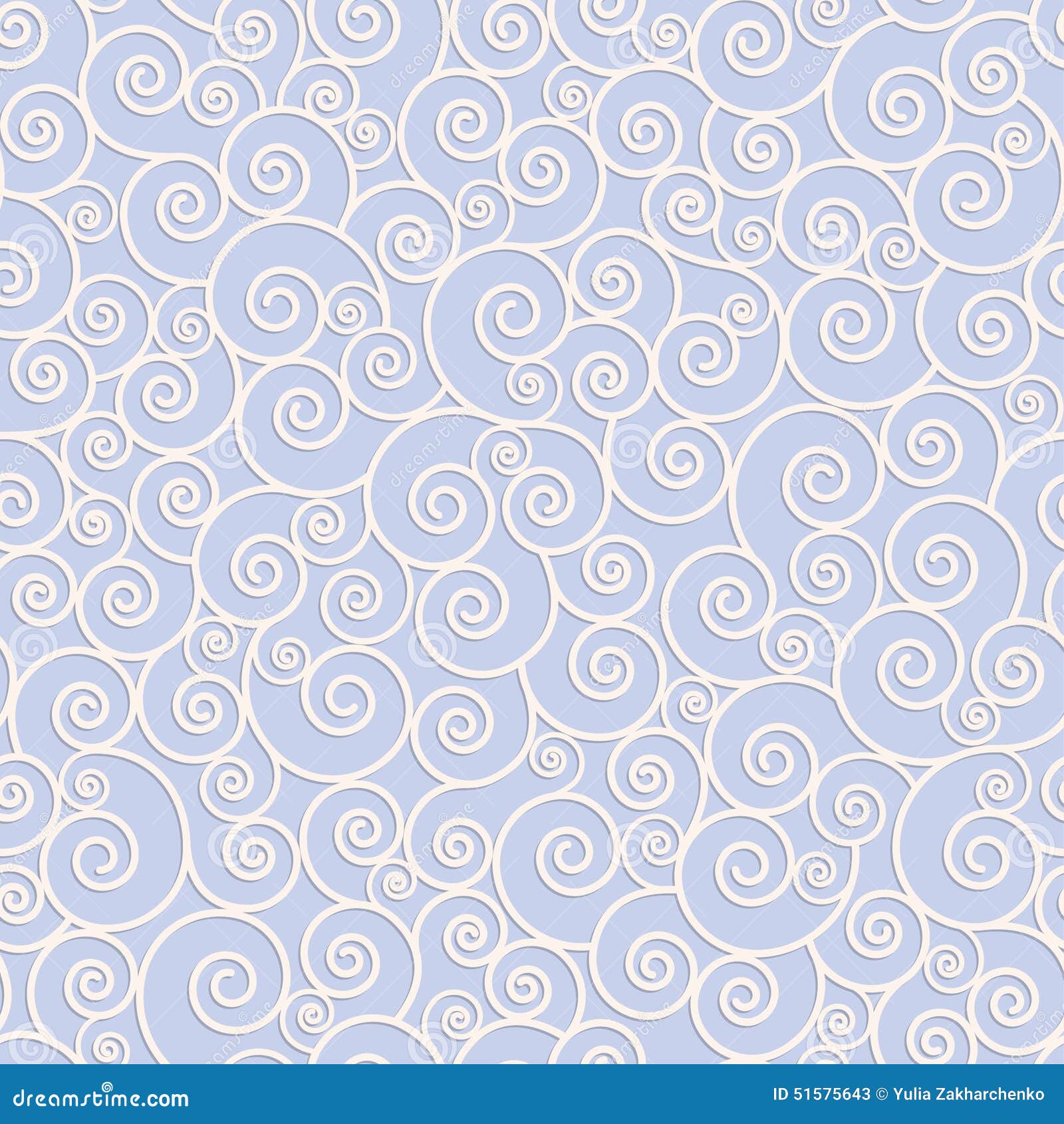 White Swirls on Blue Background Seamless Pattern Stock Vector ...