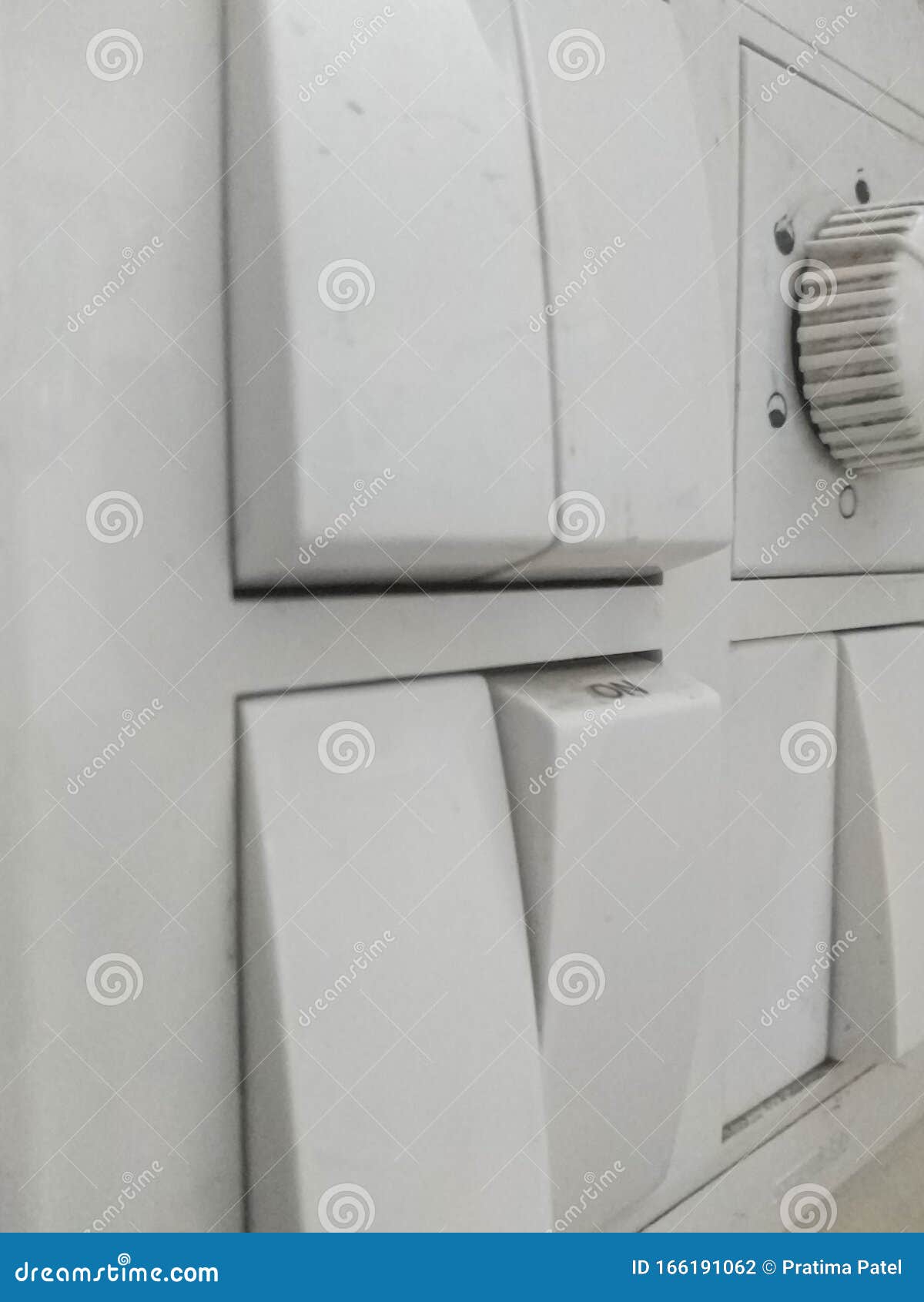 White Switch Board with on-off Switches, Fan Speed Regulator and Three ...