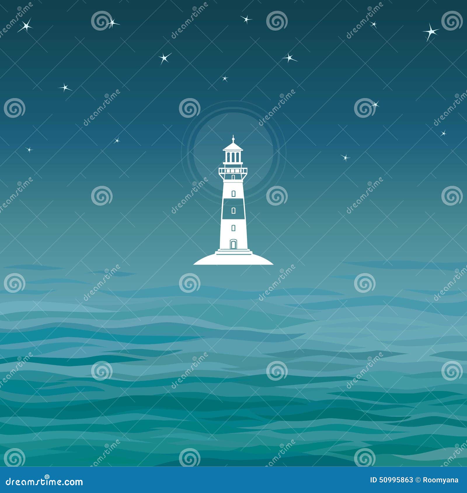 White Symbol Beacon, Background Night Sea. Stock Illustration ...