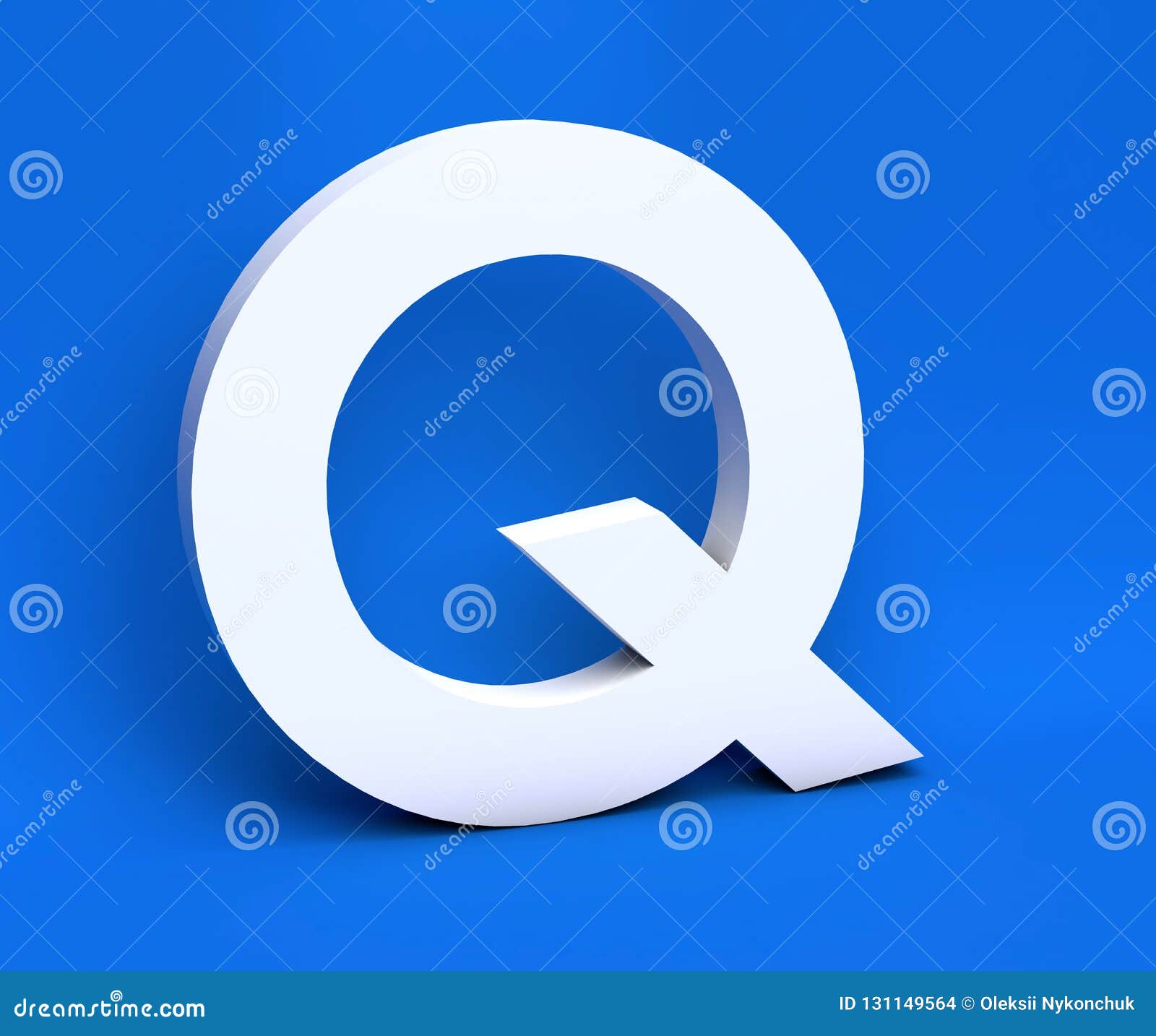 White Symbol Q on a Blue Background. 3D Render Stock Illustration ...