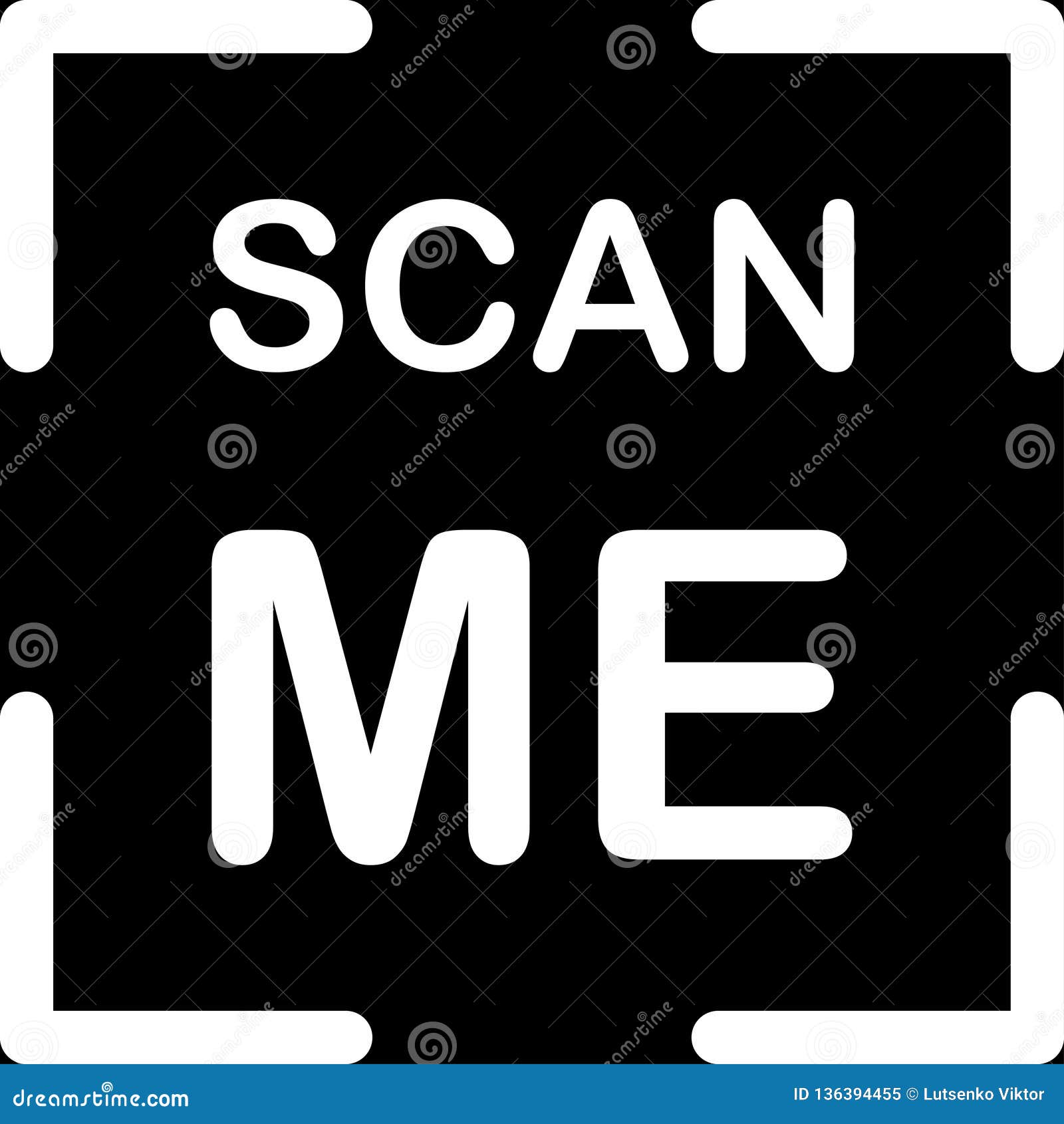 Fun White Symbol "scan Me " on the Black. QR Code Stock Illustration ...