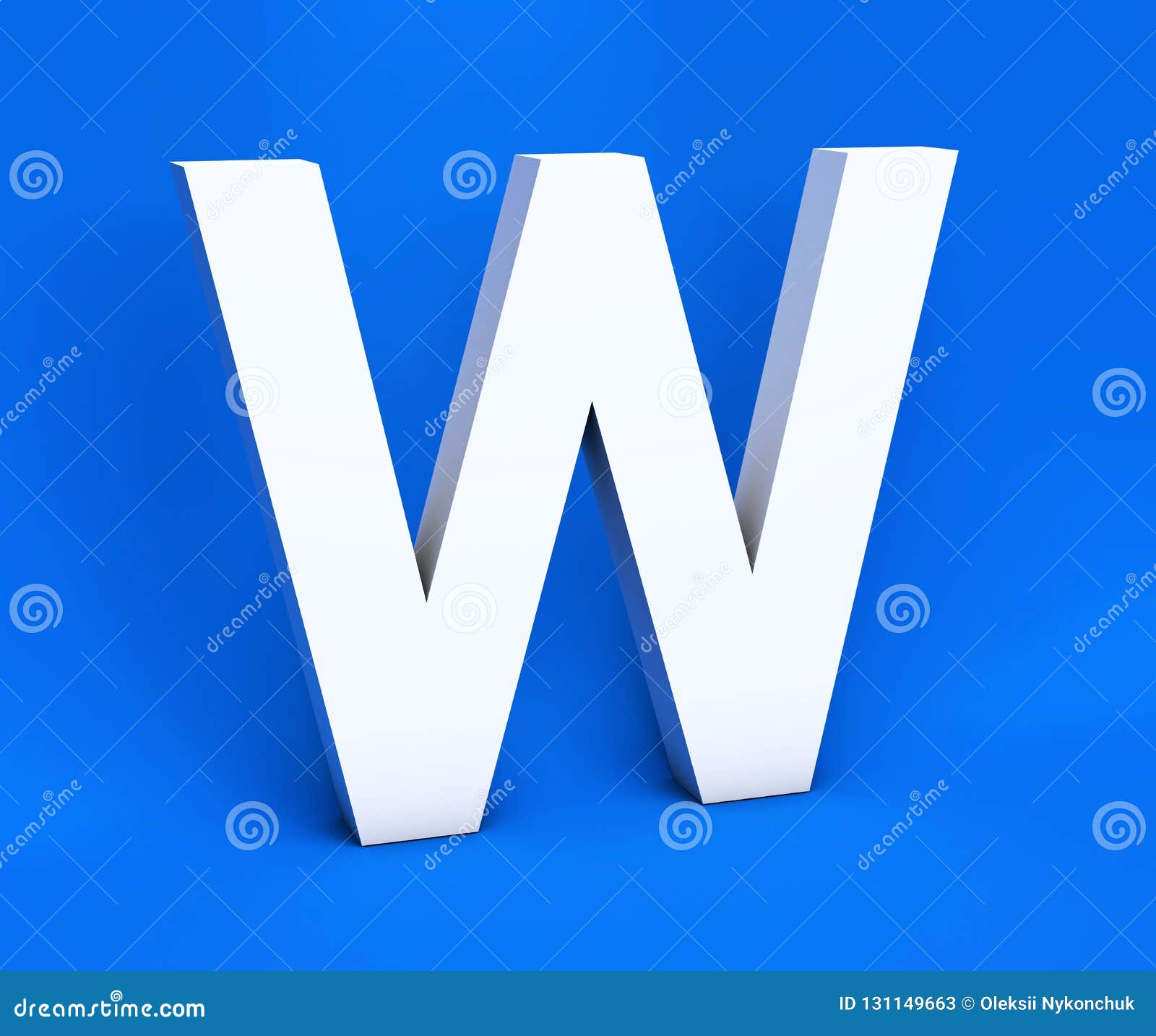 White Symbol W on a Blue Background. 3D Render Stock Illustration ...