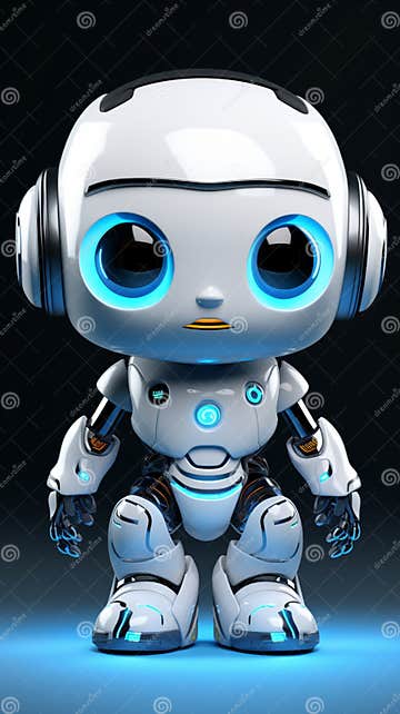 White System AI Chat Bot, 3Drender, Cute Robot Design Stock ...