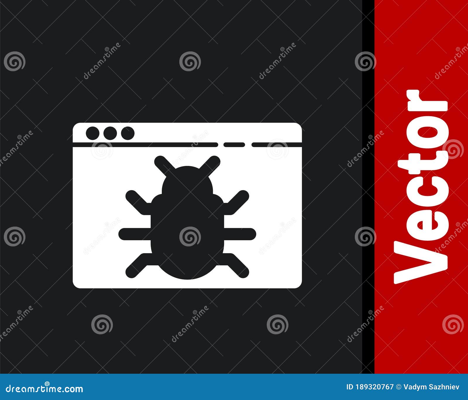White System Bug Concept Icon Isolated on Black Background. Code Bug Concept. Bug in the System ...