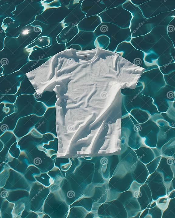 A White T Shirt Floating in a Pool Stock Illustration - Illustration of ...