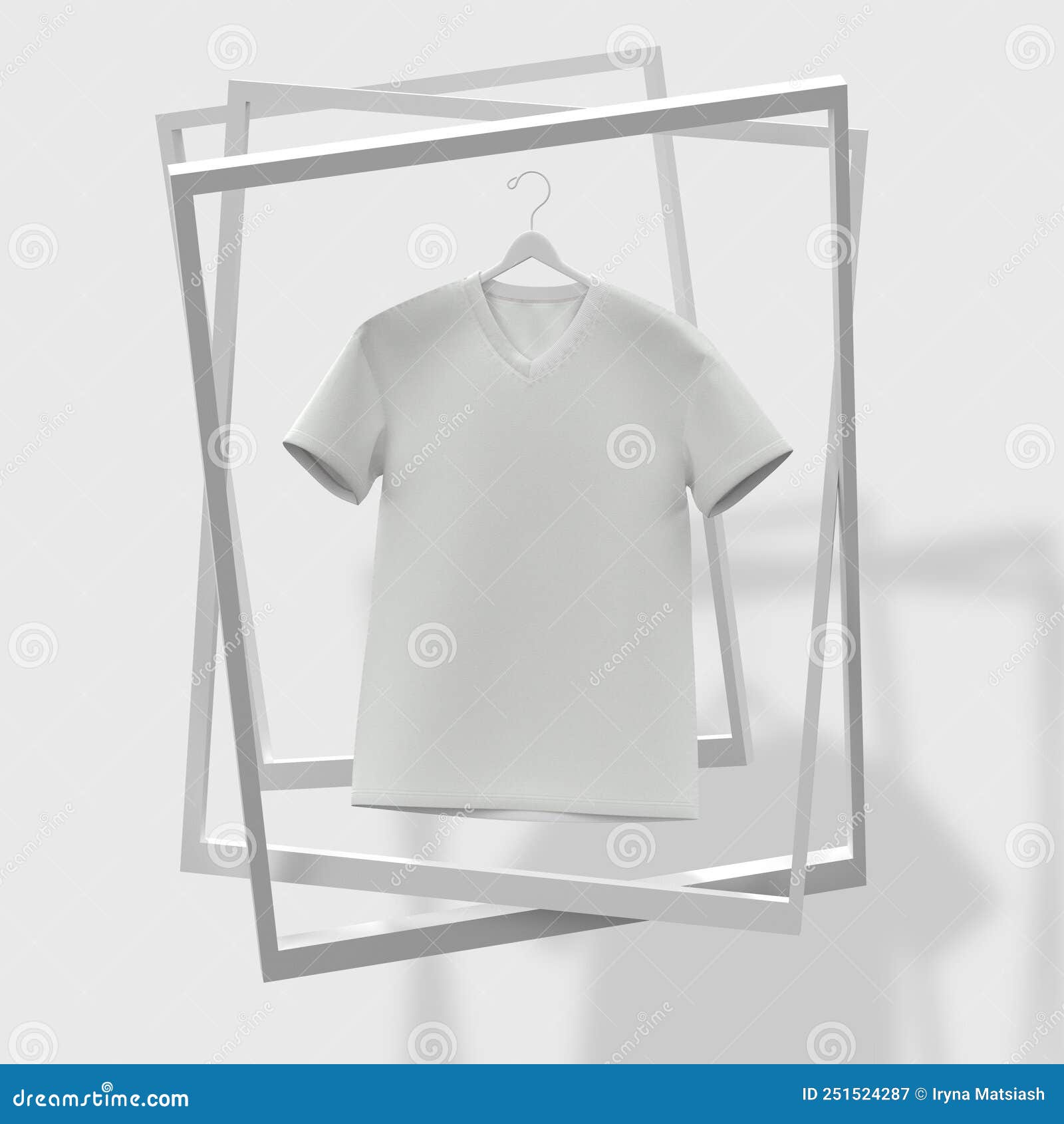 White T-shirt in a Frame. 3D Rendering, Mockup Stock Illustration ...