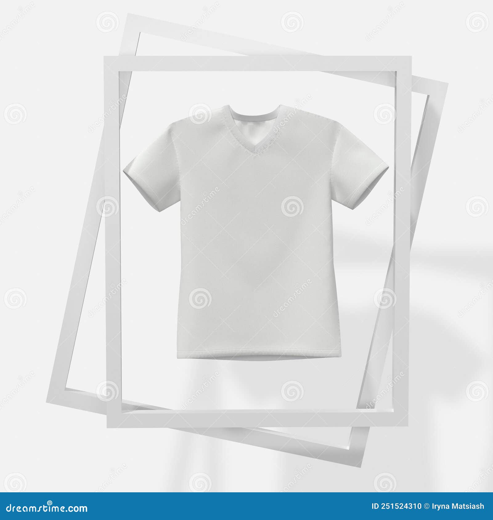 White T-shirt in a Frame. 3D Rendering, Mockup Stock Illustration ...