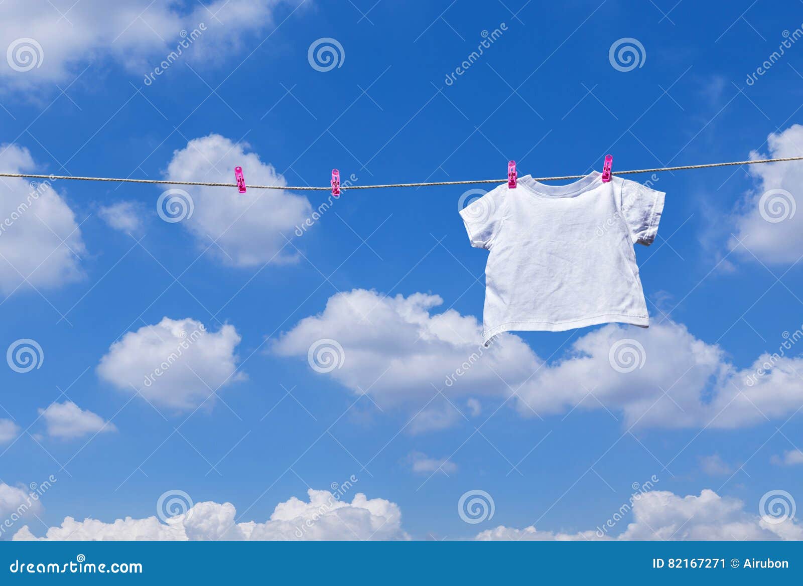 White T- Shirt Hanging on Clothes Line Stock Image - Image of breeze ...