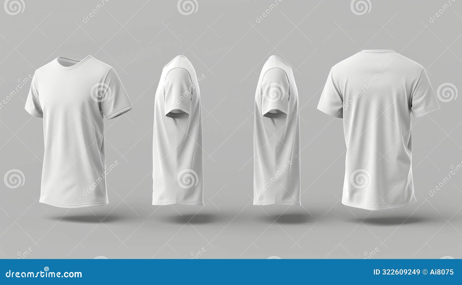White T-shirt Mockup Displayed from Four Different Angles, Ai Generated ...