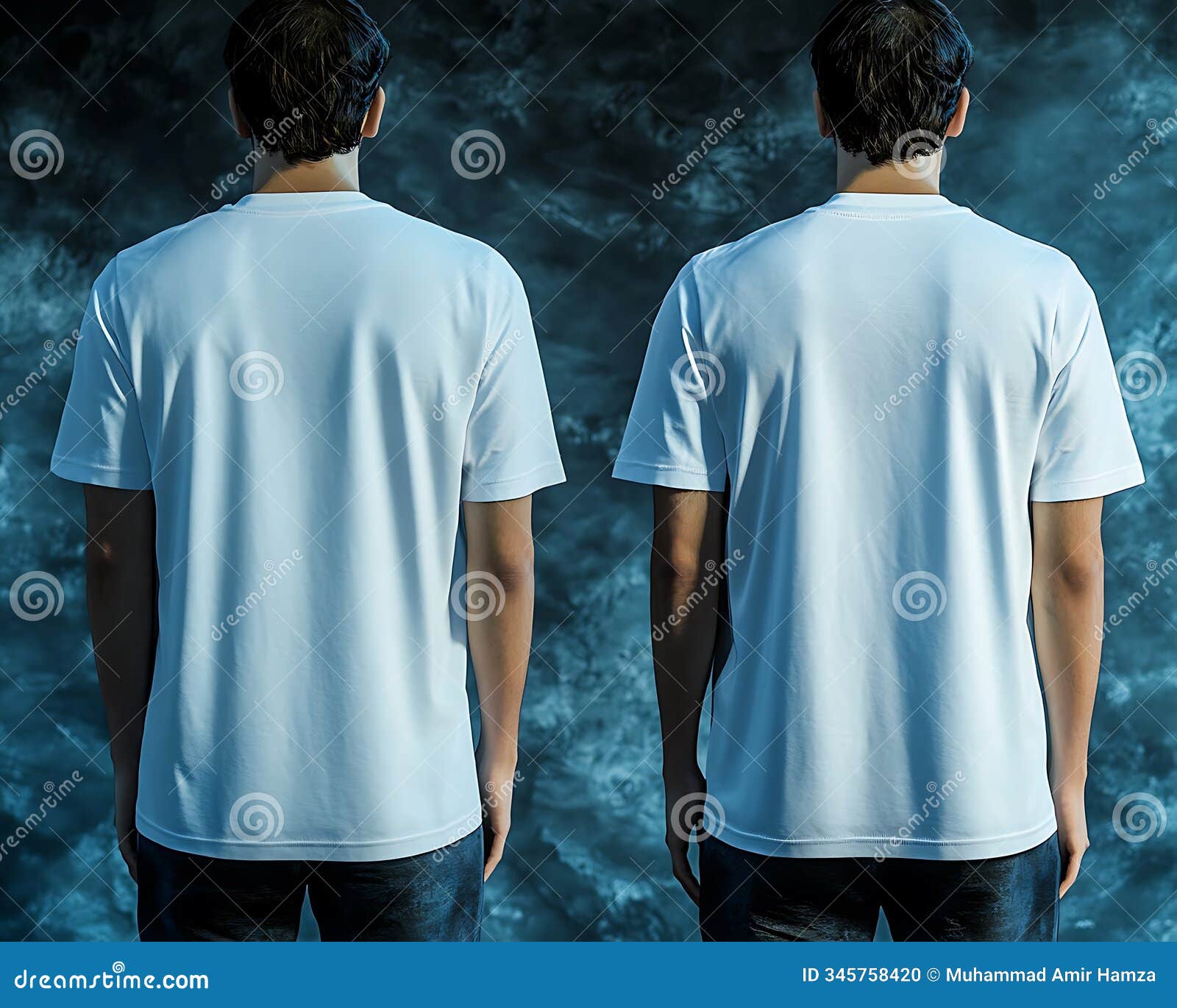 White T-shirt Mockup Front and Back with Sharp Textures and Cool Icy ...